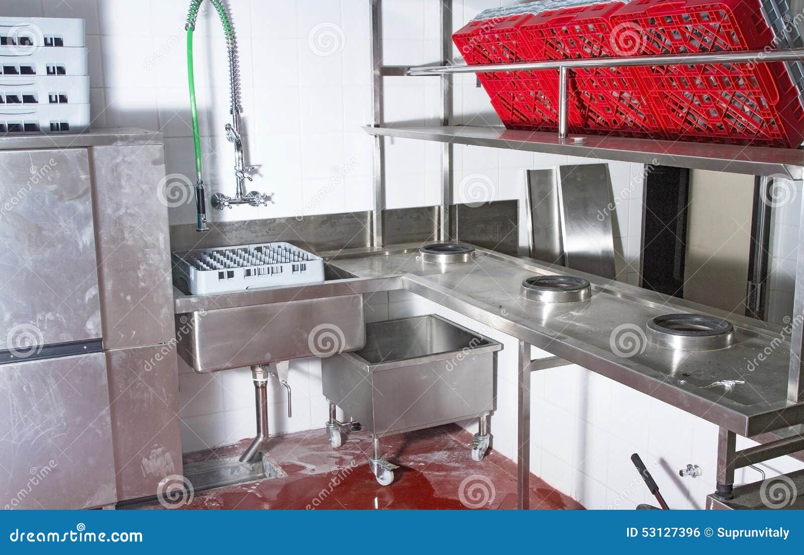 Professional Kitchen, View Counter in Steel Stock Photo - Image of ...