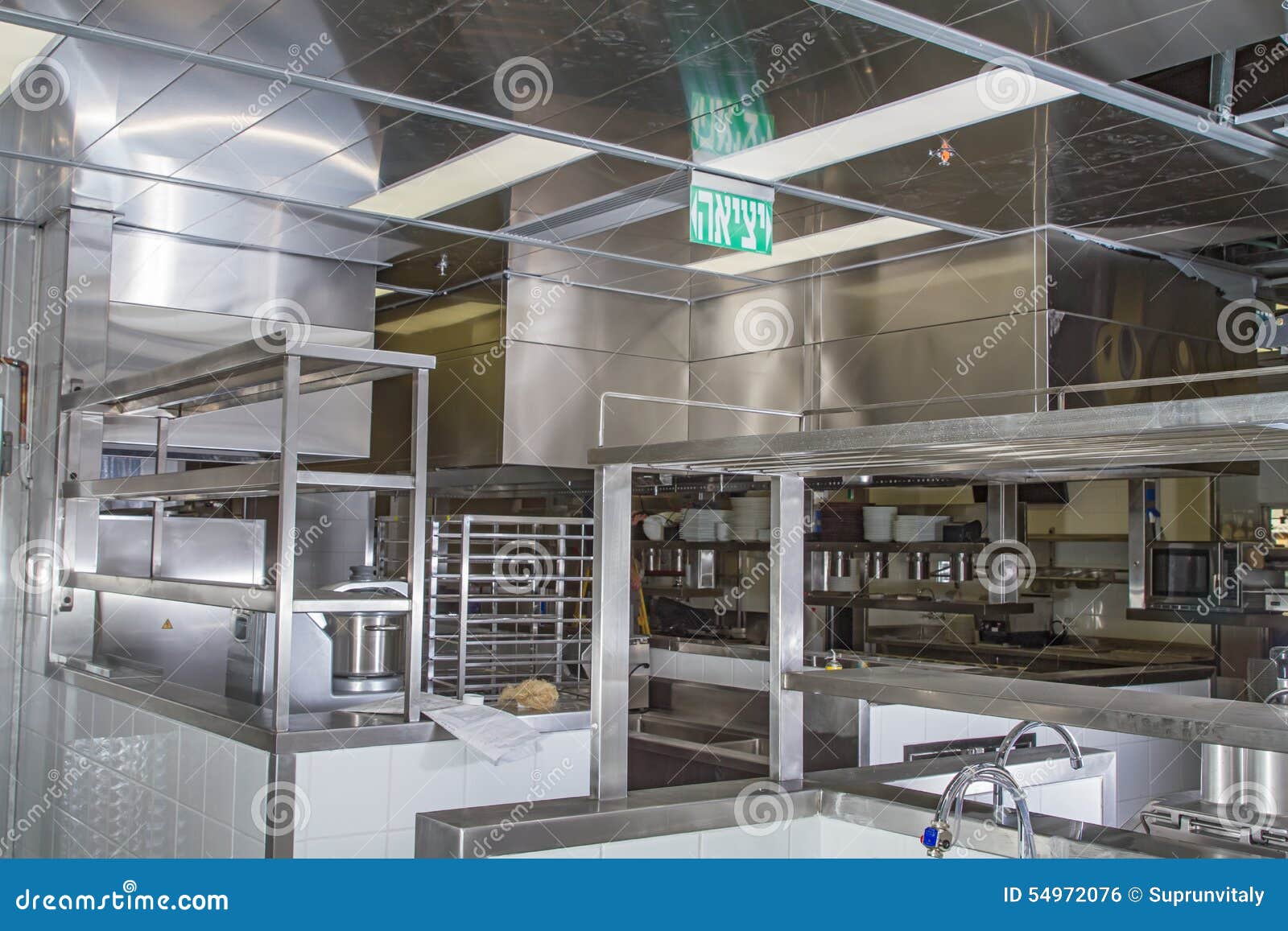Professional Kitchen, View Counter in Steel Stock Photo - Image of ...