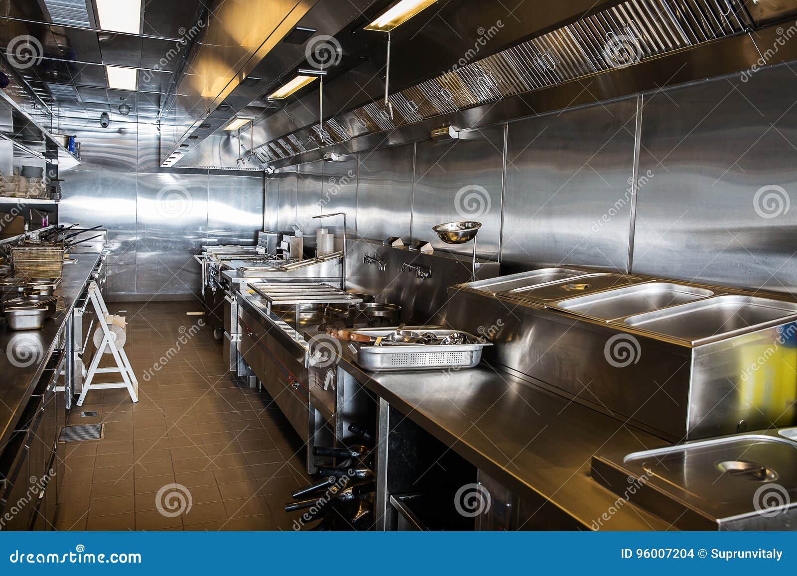 Professional Kitchen, View Counter in Steel Stock Photo - Image of ...