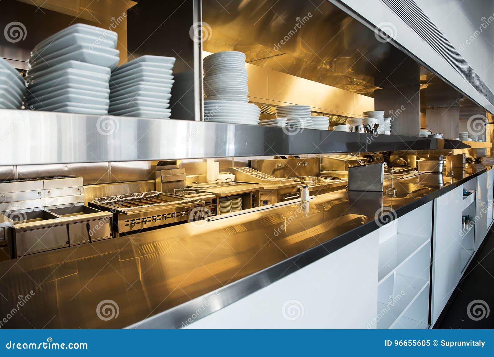 Professional Kitchen, View Counter in Steel Stock Image - Image of home ...