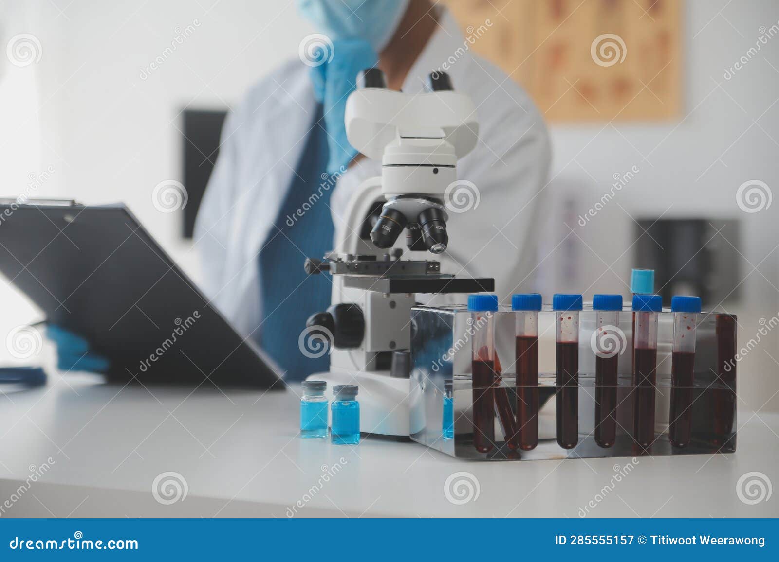 Professional Lab. Amazing Longhaired Medical Worker Wearing Uniform ...