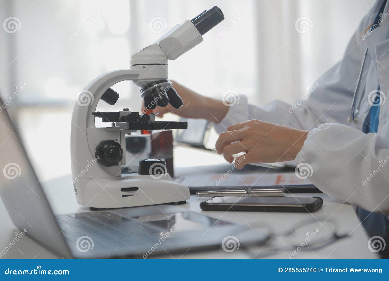 Professional Lab. Amazing Longhaired Medical Worker Wearing Uniform ...