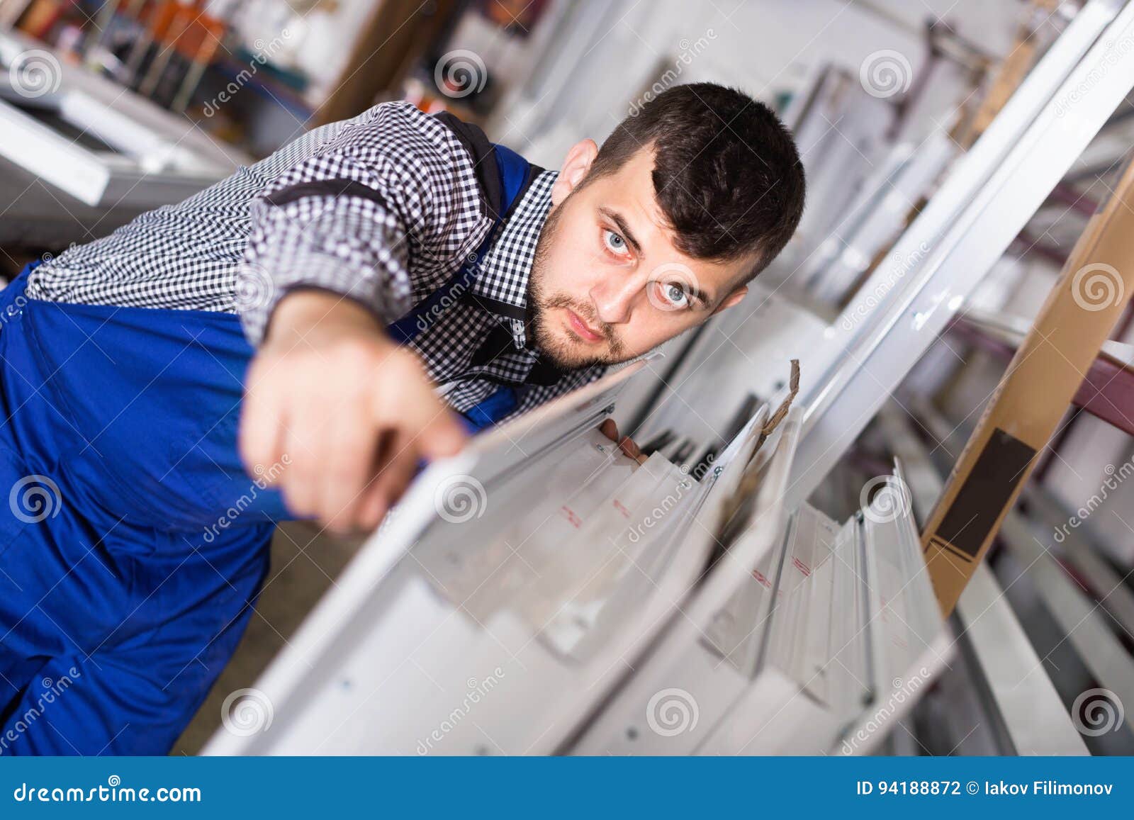 Professional Labour with Finished PVC Profiles and Windows at Fa Stock ...