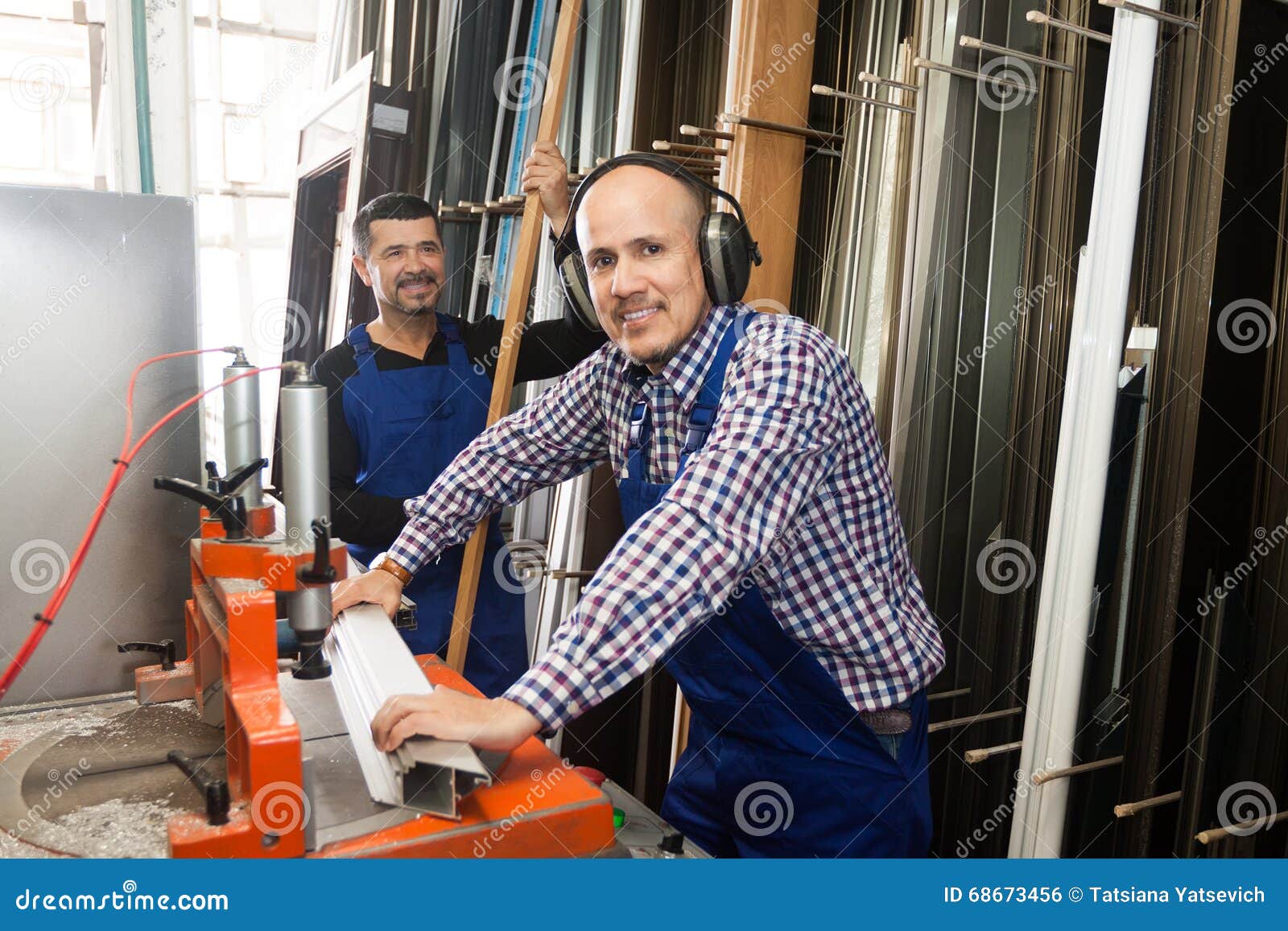 Professional Labours Working on Lathe Machine in PVC Shop Stock Photo ...