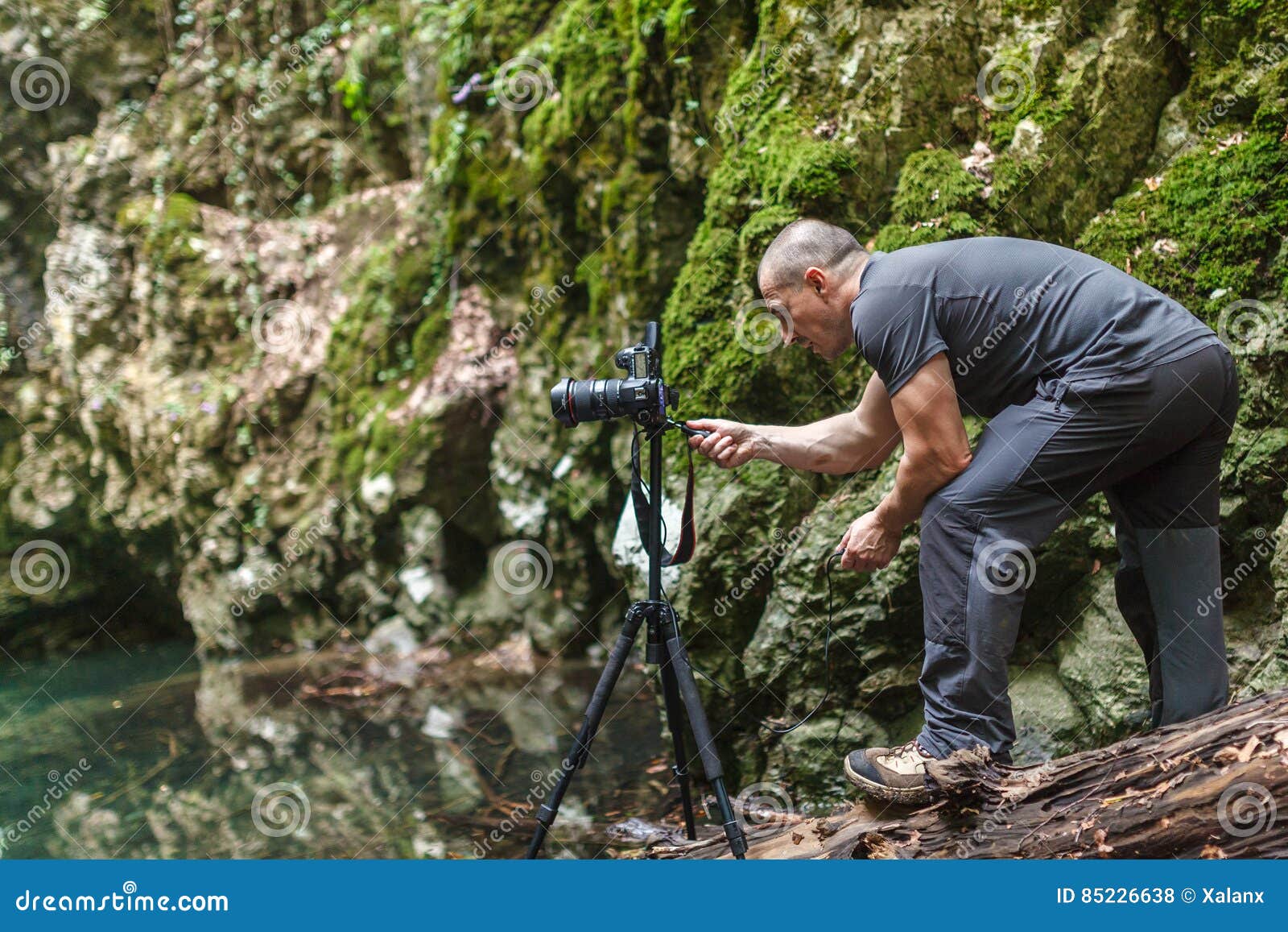 Professional Landscape Photographer by the Lake Stock Photo - Image of ...