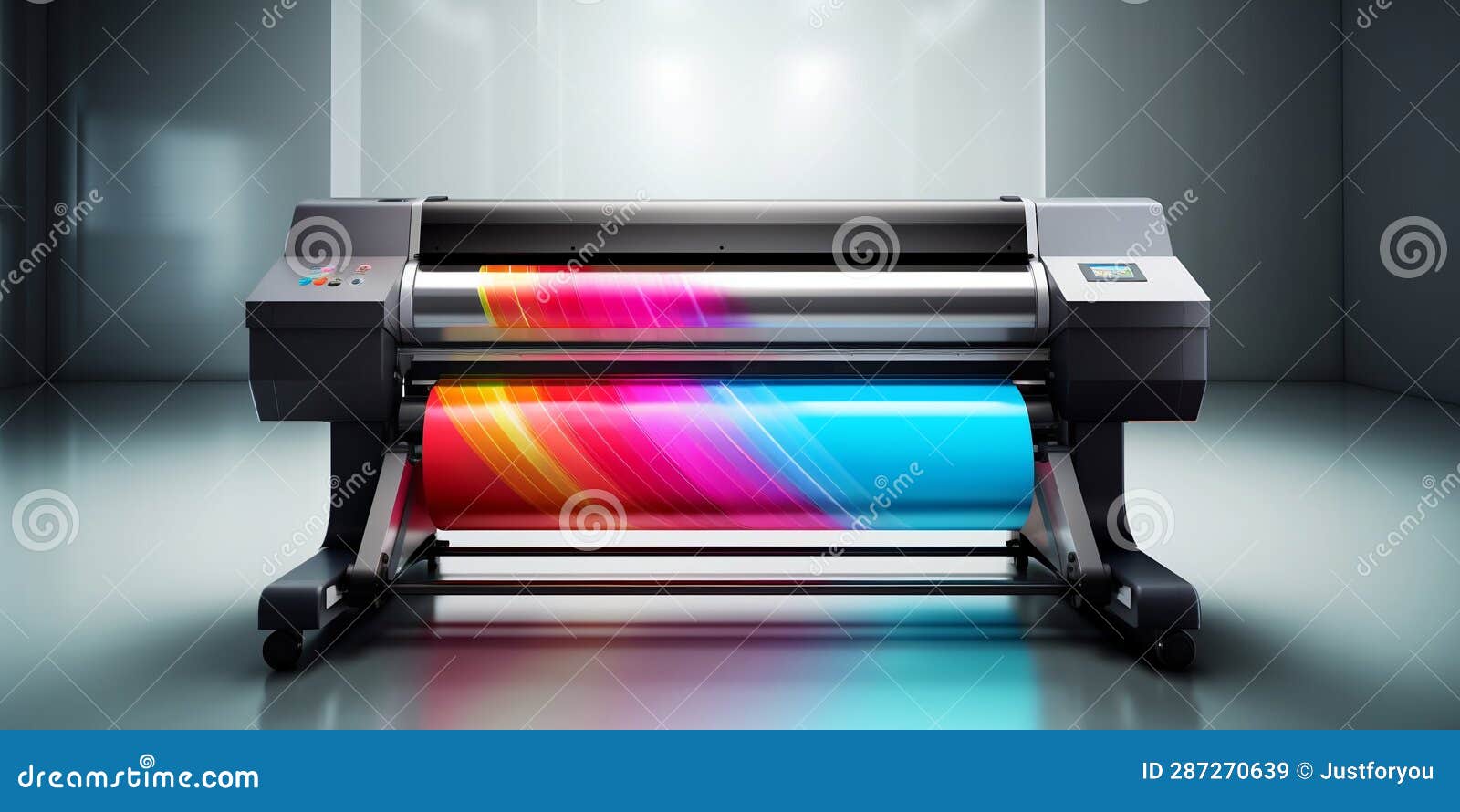 Plotter Printer With Printed Paper Flat Line Icon. Large,format ...