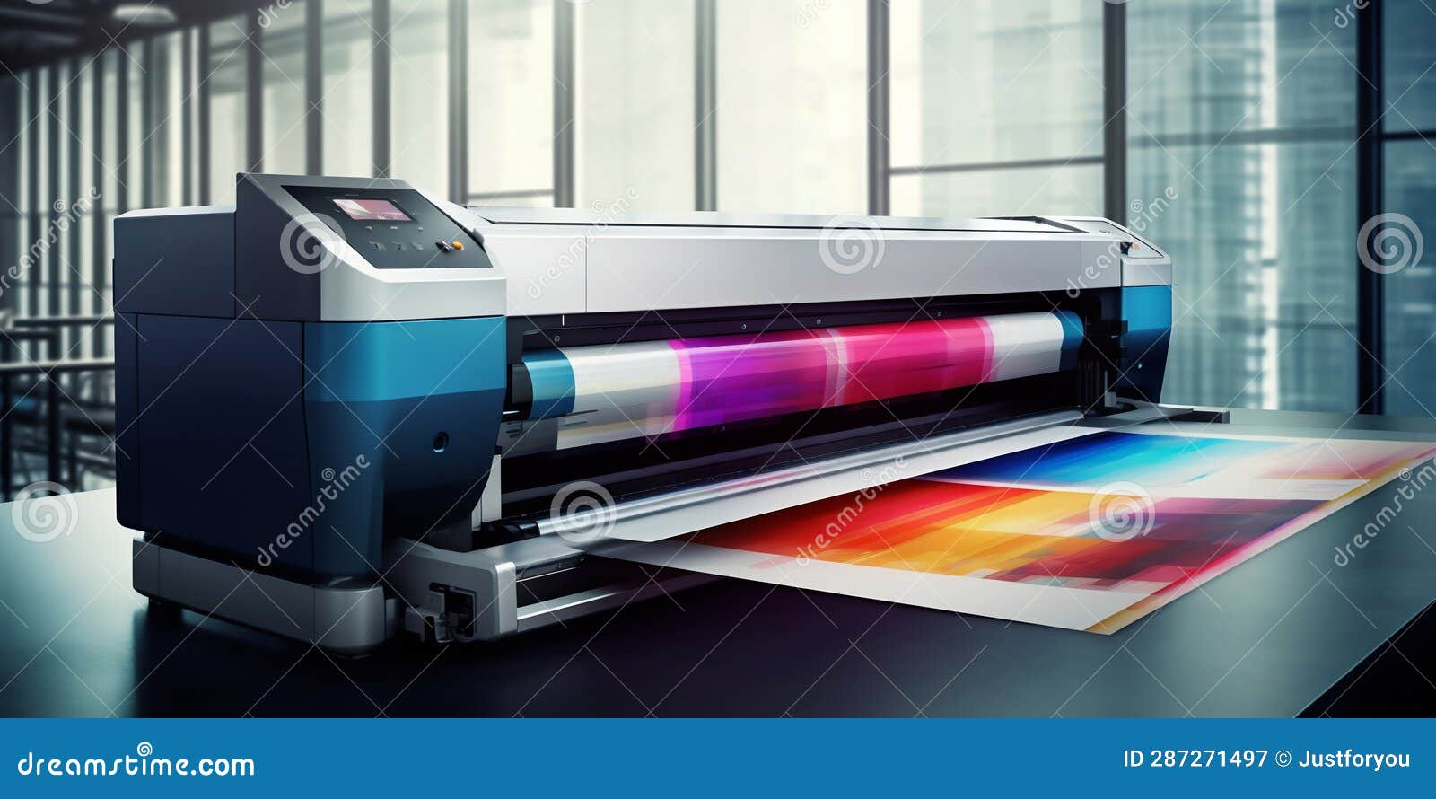 Plotter Printer With Printed Paper Flat Line Icon. Large,format ...