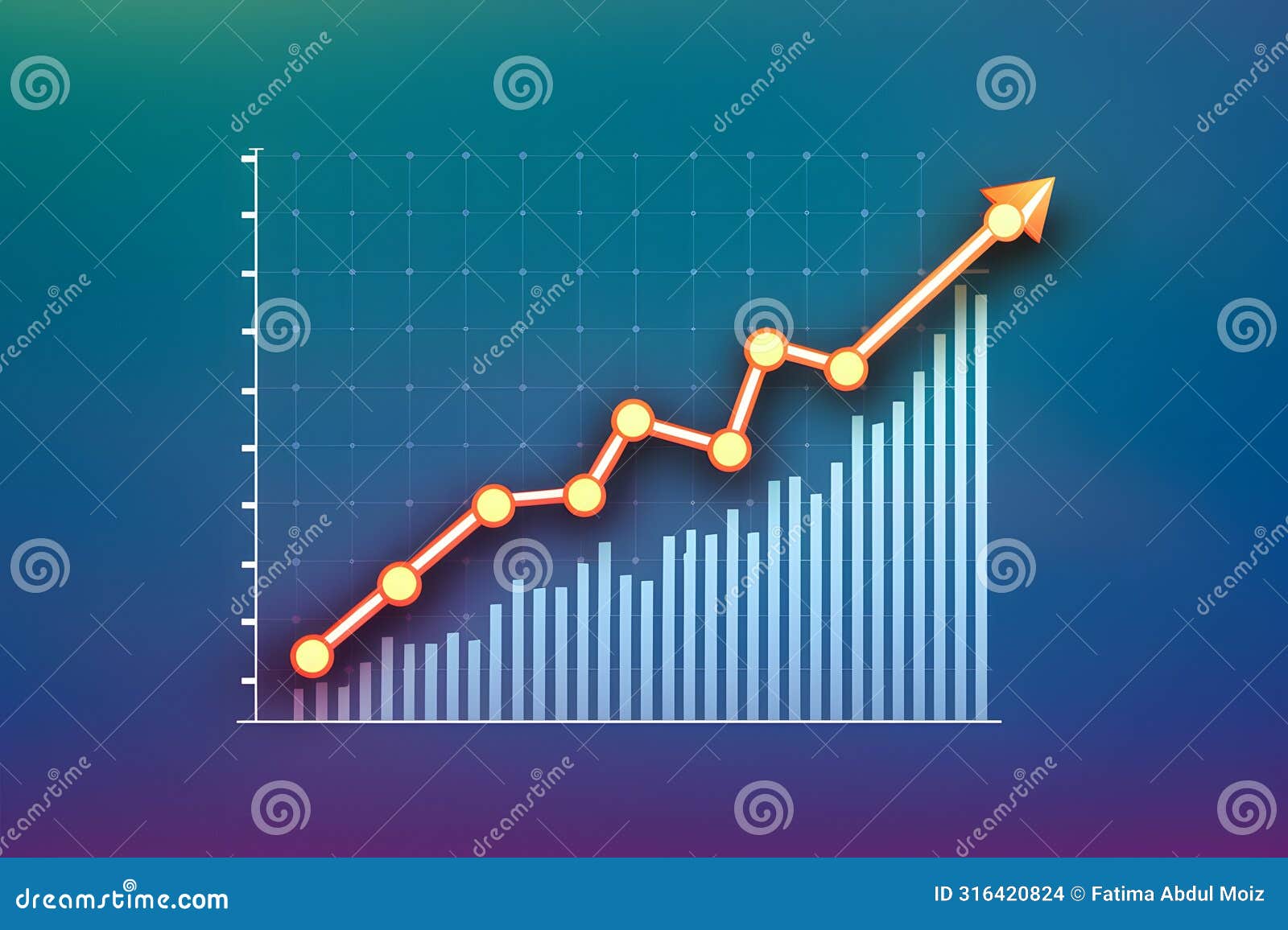 A Professional Line Graph on Gradient Blue Background Shows Rising ...