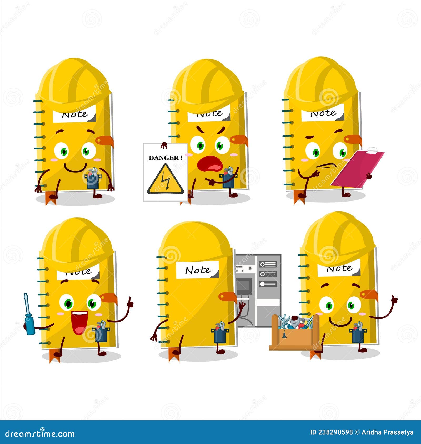 Professional Lineman Note Book Cartoon Character with Tools Stock ...