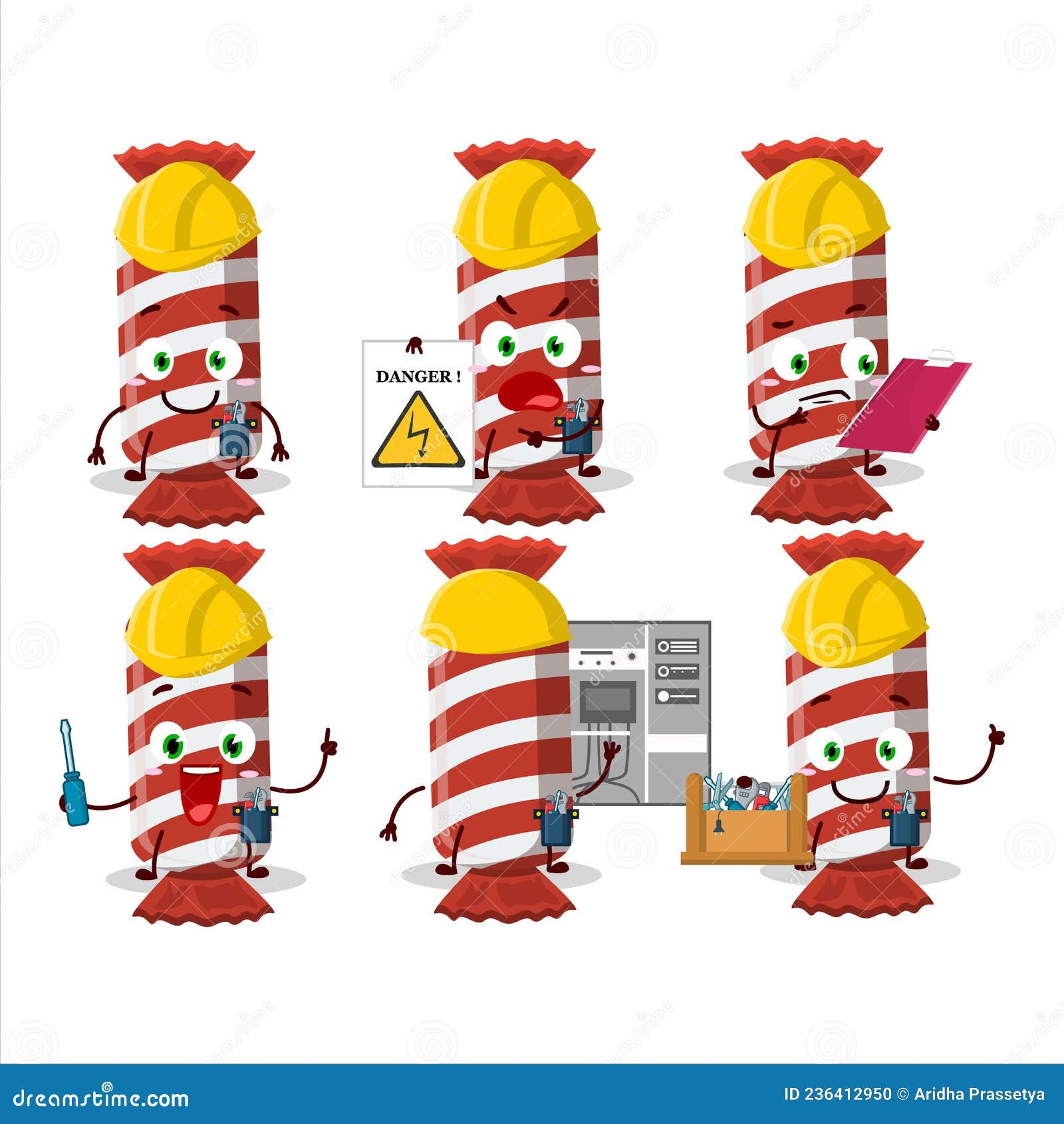 Professional Lineman Red Long Candy Package Cartoon Character with ...