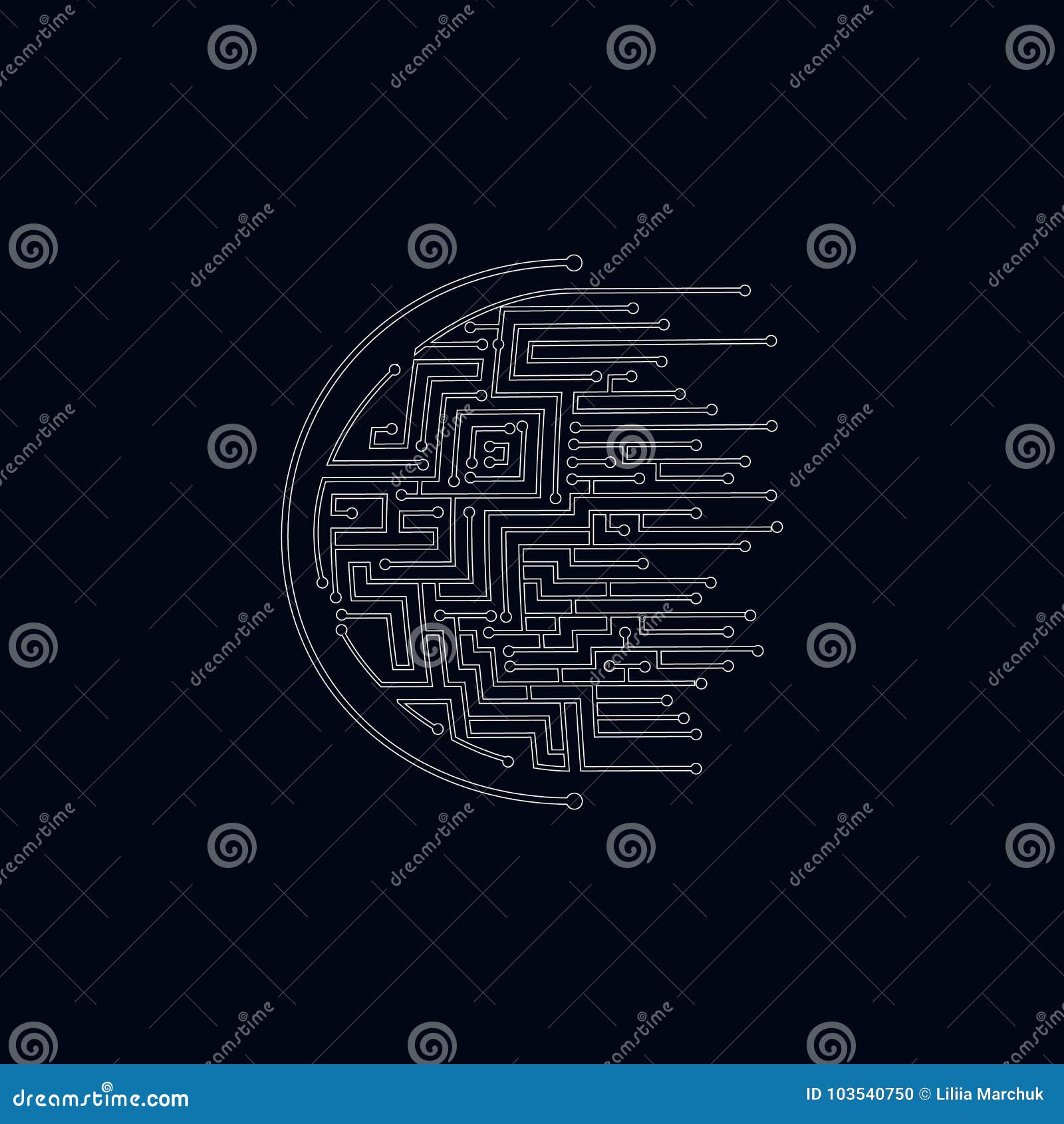 Outline Scheme of Digital Lines on a Black Background. Design Suitable ...