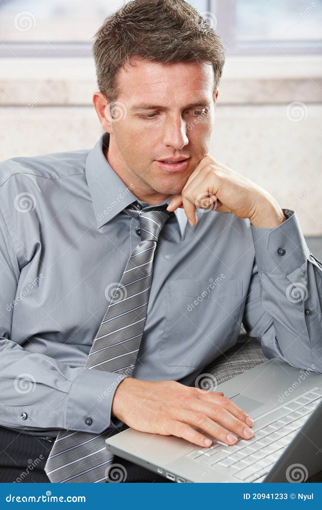 Professional Looking Down at Computer Stock Image - Image of employee ...