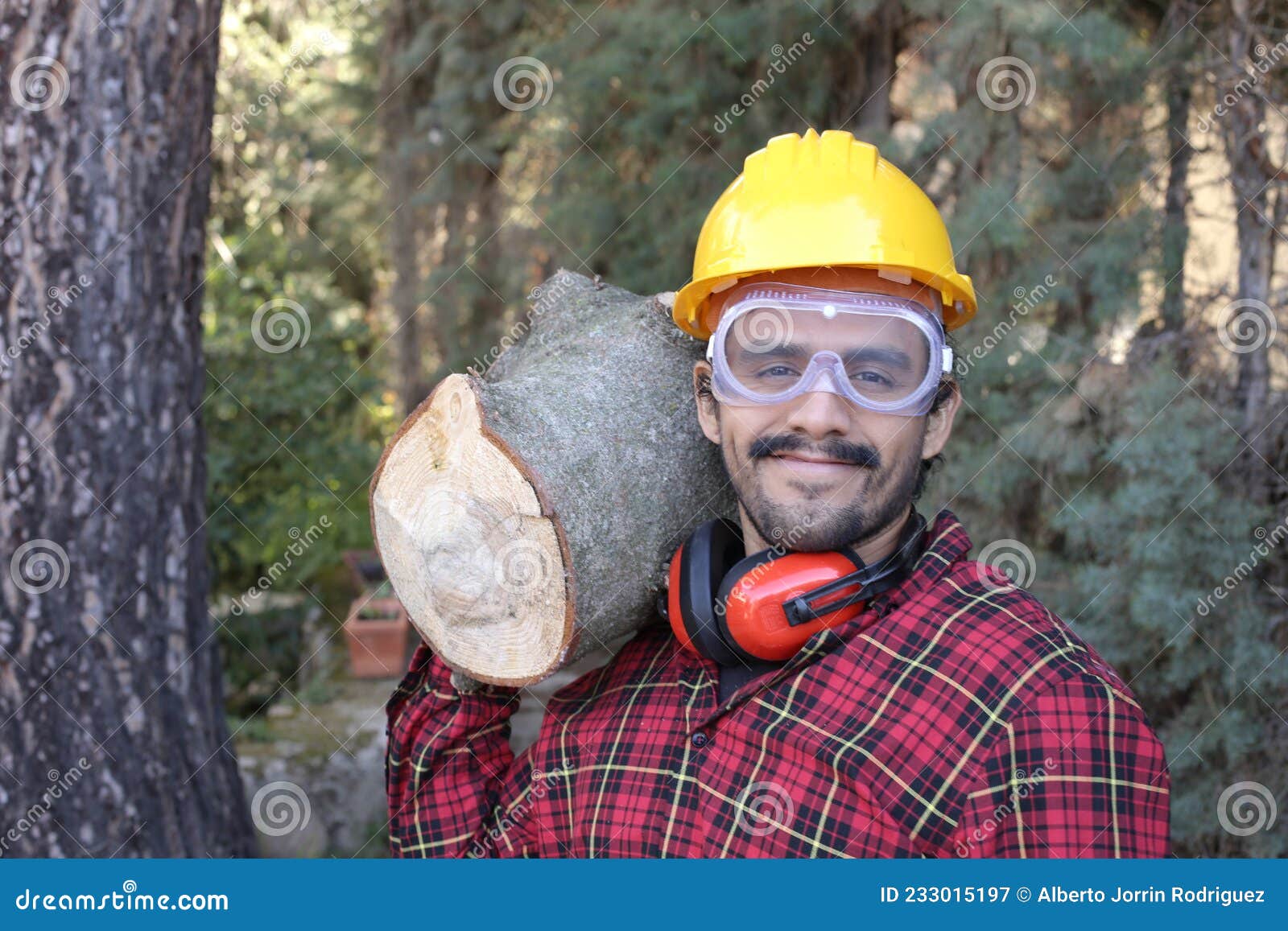 Professional Lumberjack in the Woods Stock Image - Image of active ...
