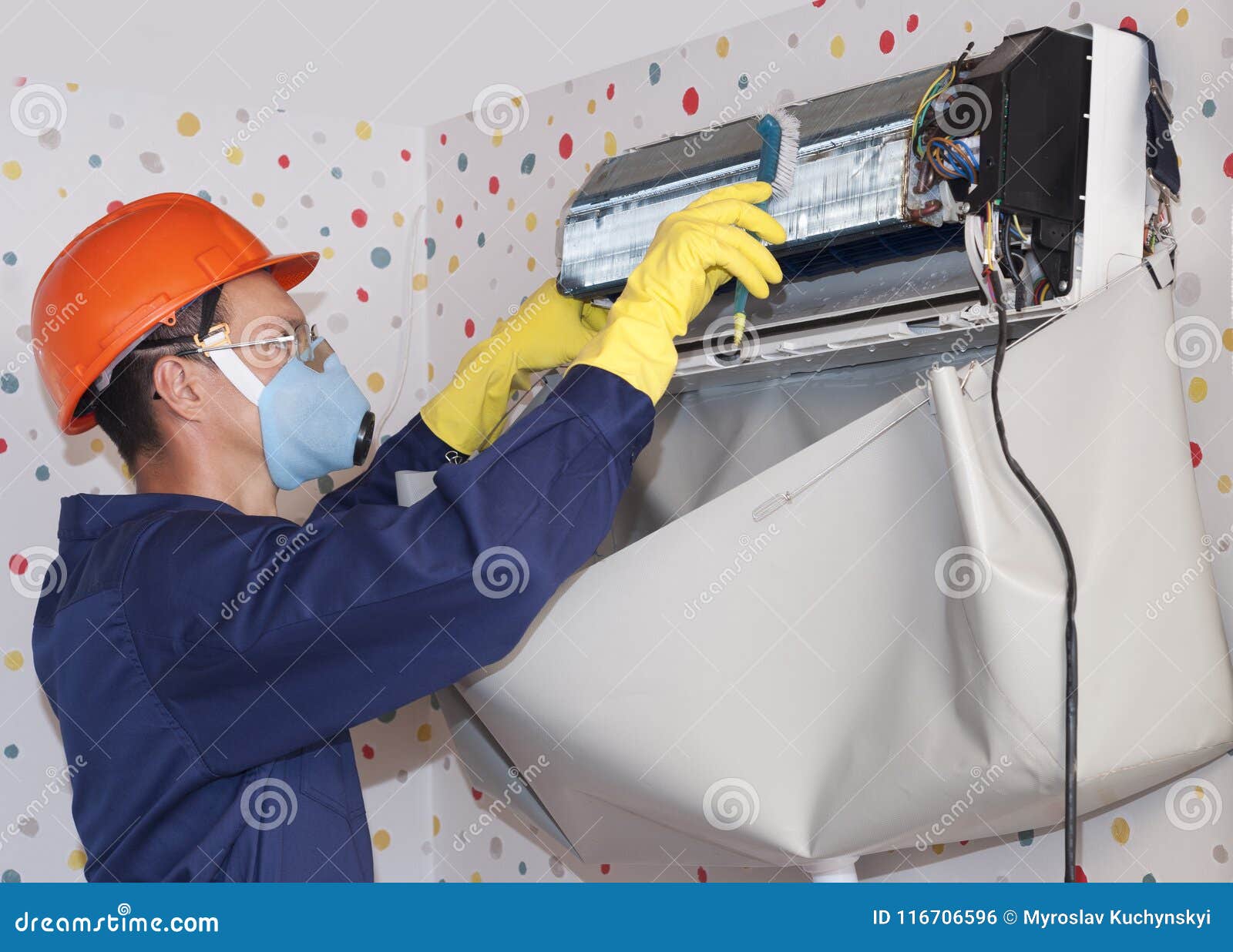 Professional Maintenance of Air Conditioners Stock Photo - Image of ...