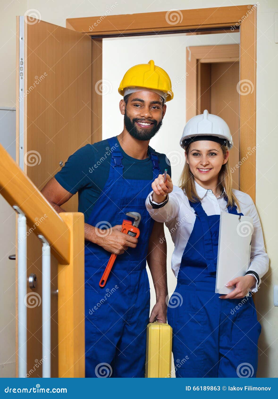 Professional Maintenance Smiling Crew of Two Stock Image - Image of ...