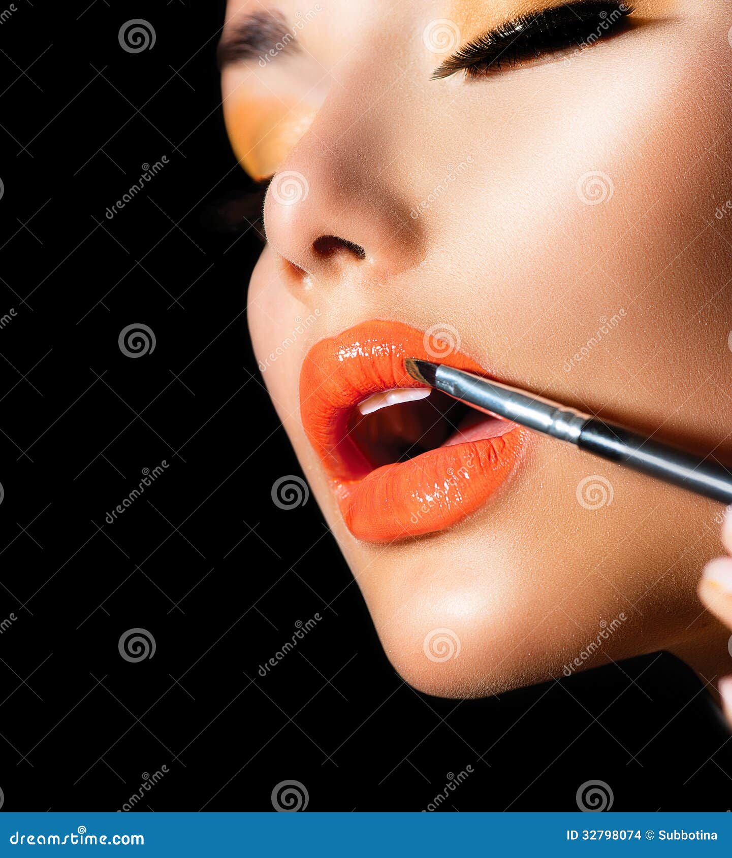 Professional Make-up Artist Doing Young Man Makeup In Studio. Make-up ...