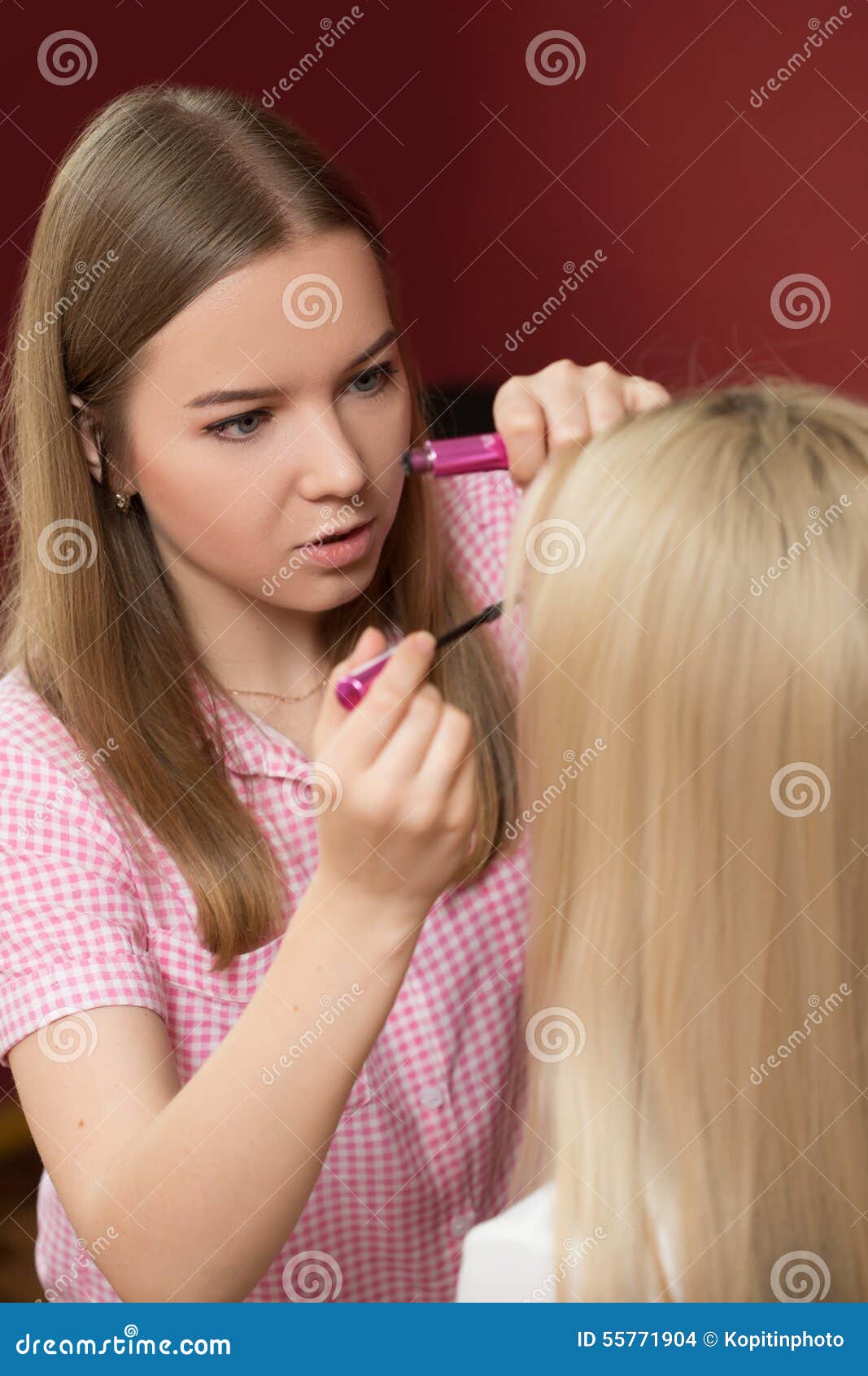 Professional Make-up Artist Doing Glamour Model Stock Photo - Image of ...
