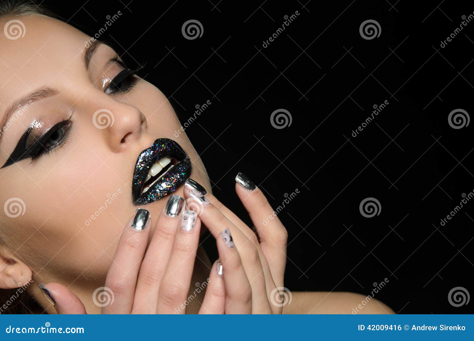 Professional Makeup on Face of Young Woman Stock Photo - Image of eyes ...