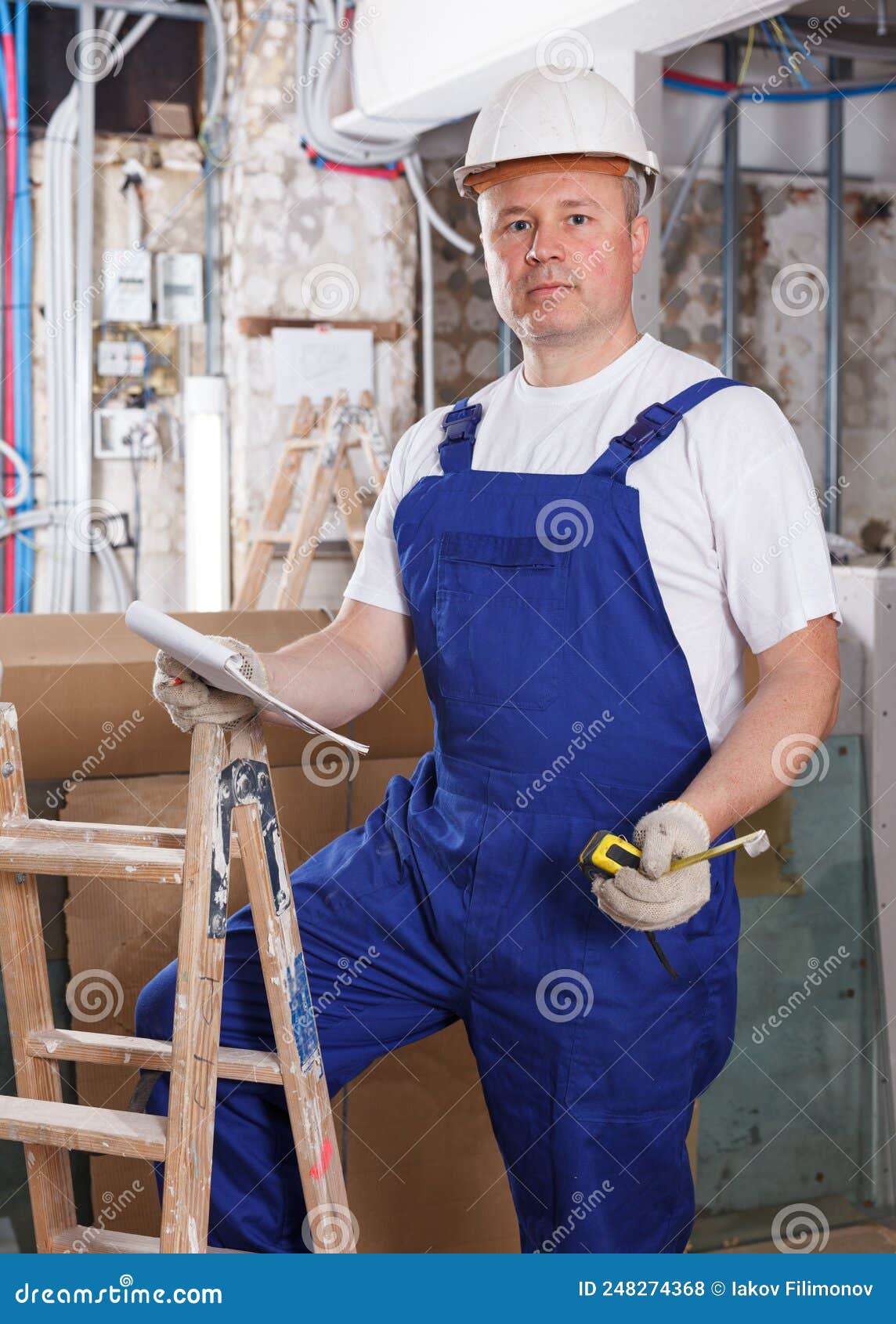 Contractor Planning Building Work Stock Photo - Image of seriousness ...