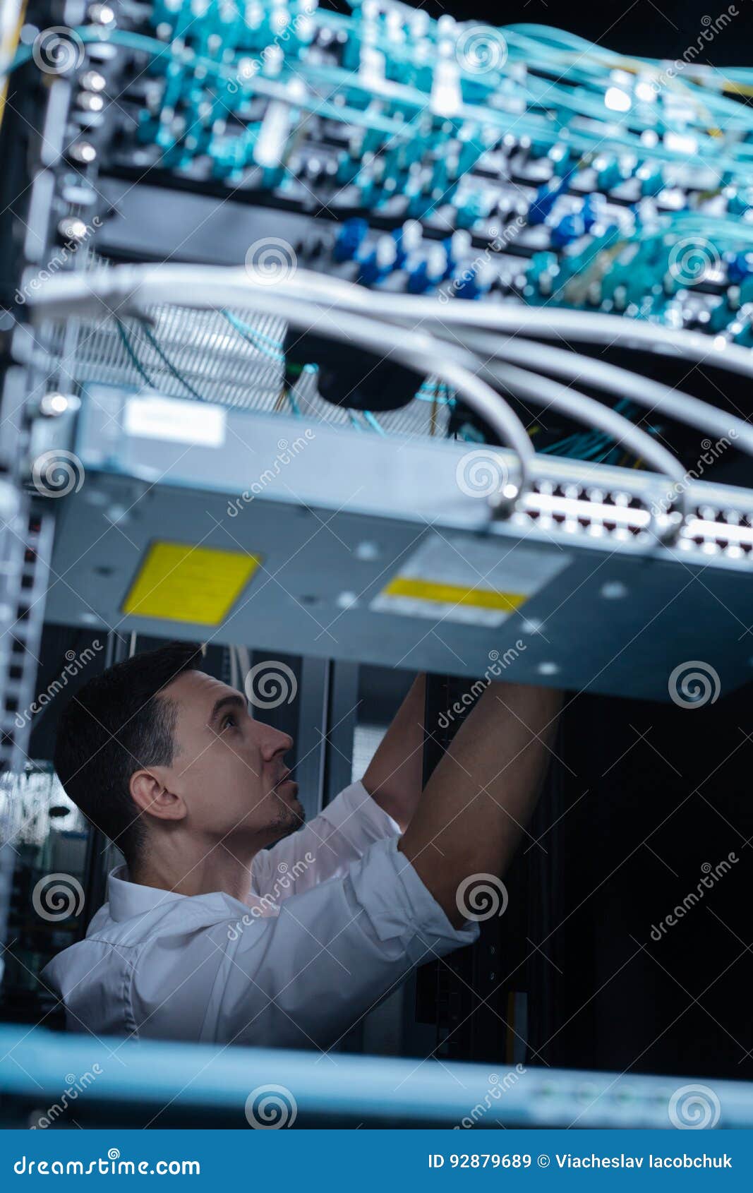 Professional Male Engineer Checking the Internet Connection Stock Image ...