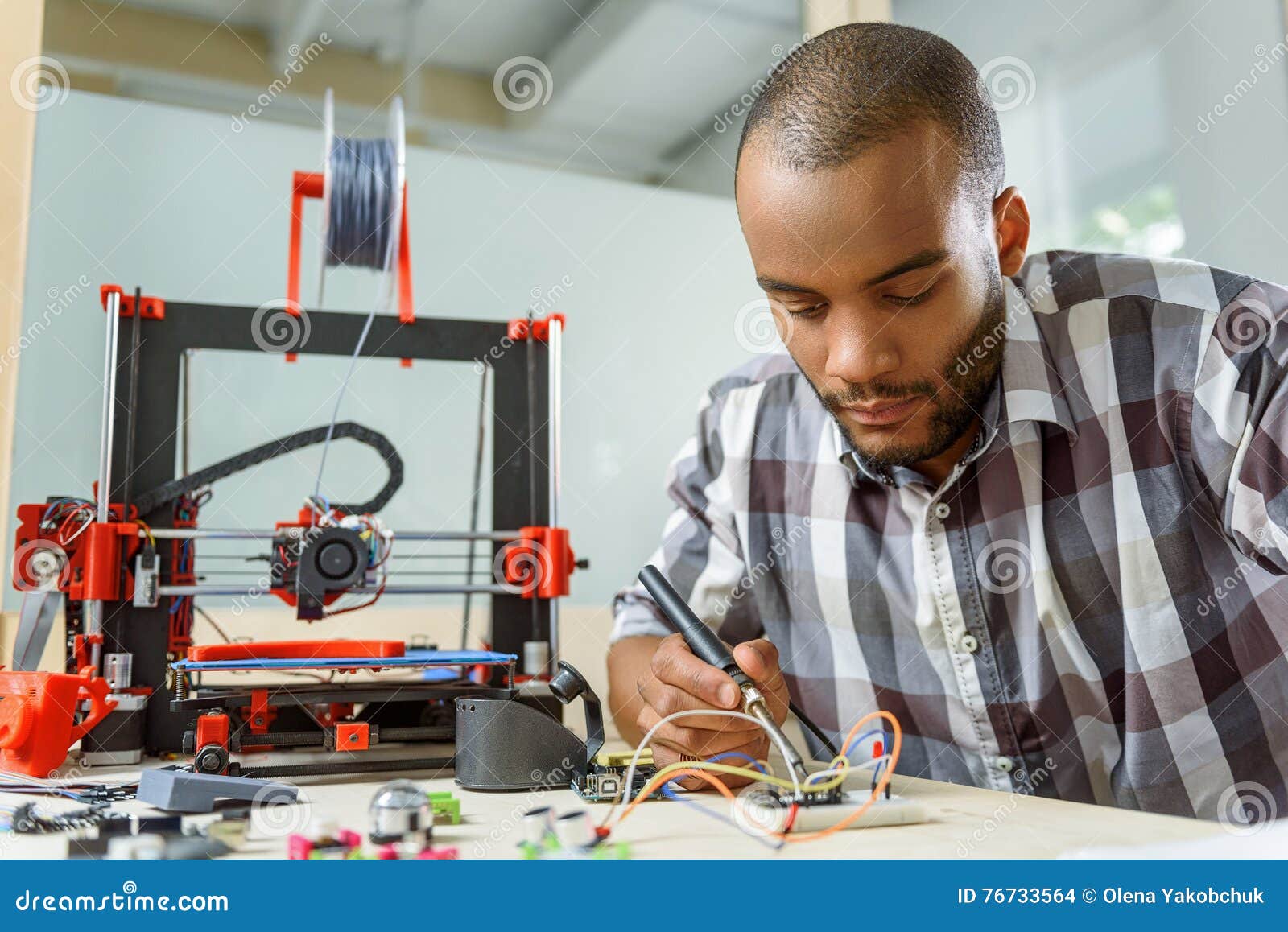 Professional Male Engineer Working with 3d Details Stock Photo - Image ...