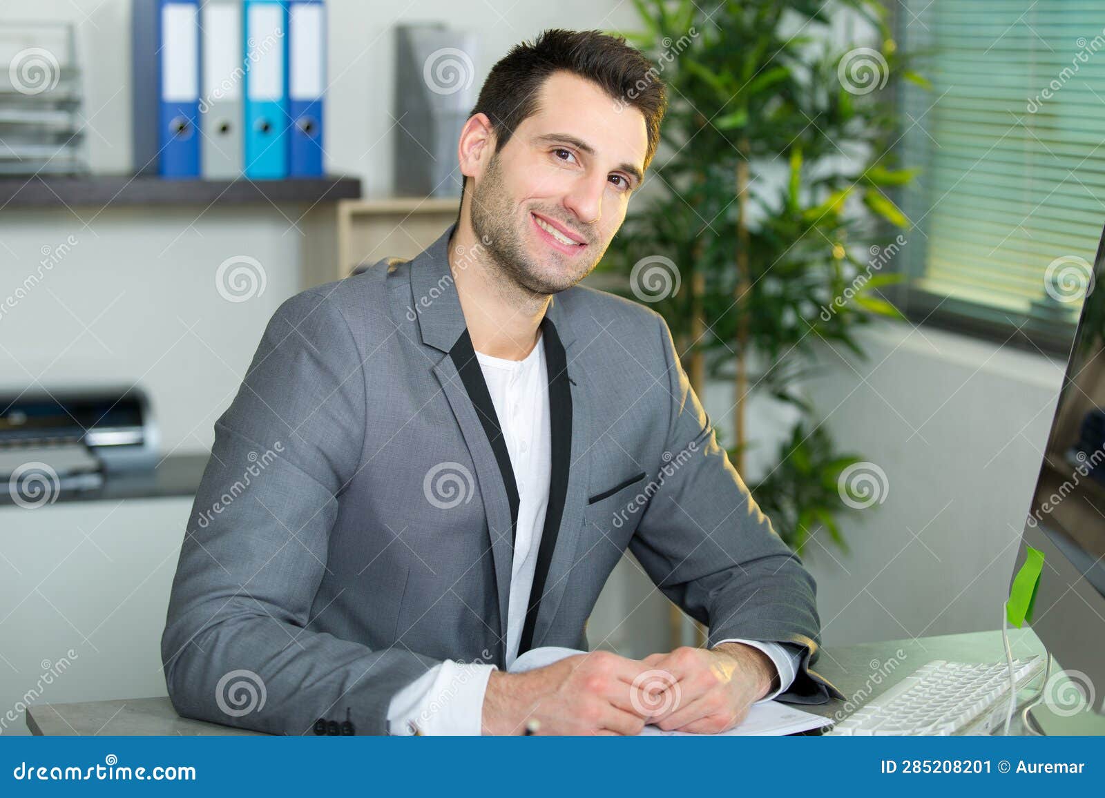 Professional Male Office Worker Smiling and Posing Stock Image - Image ...