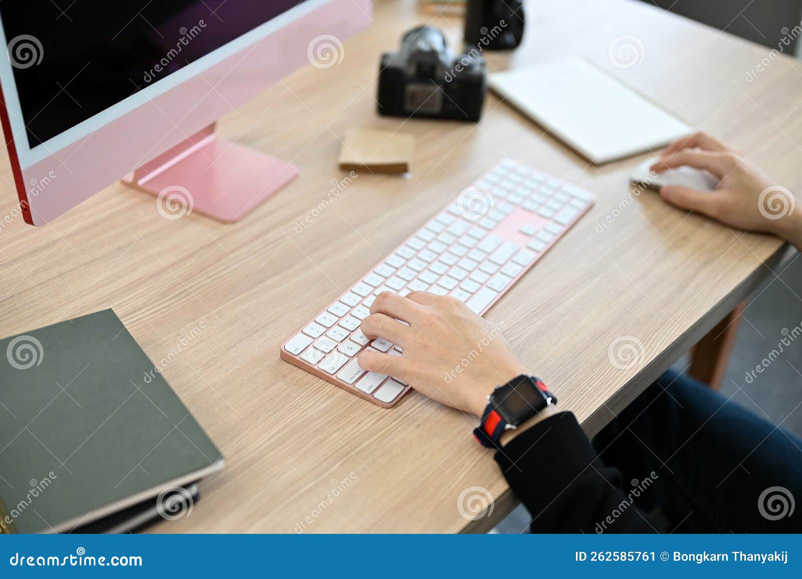 Professional Male Photographer Working at His Desk, Using Computer ...