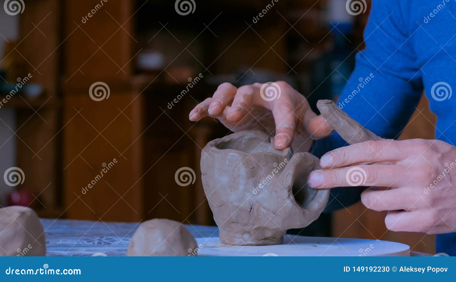 Professional Male Potter Working in Workshop, Studio Stock Photo ...