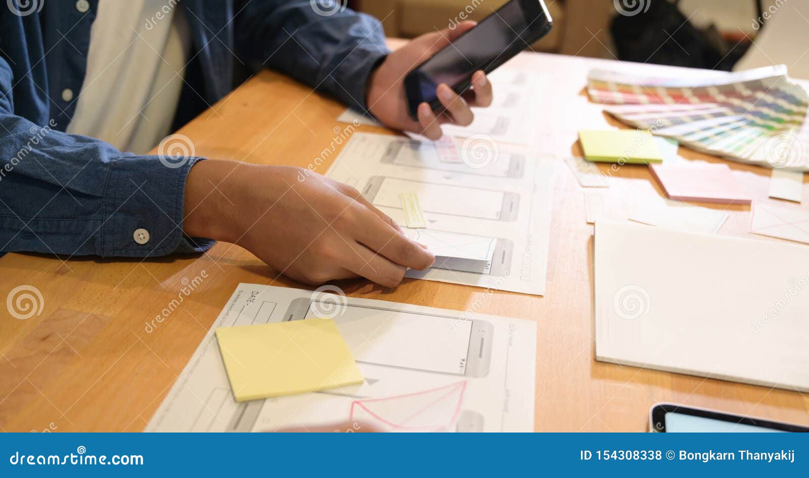 Professional Male UI Developer Designs UI Template Stock Photo - Image ...