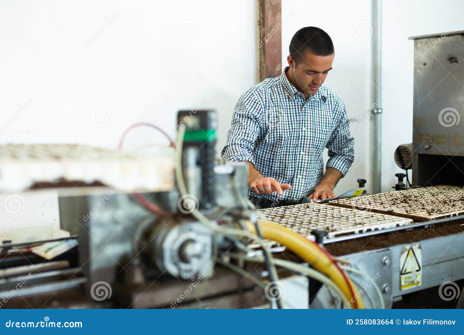 Professional Man Adjusting Machine Automatic Filling and Seeding Line ...