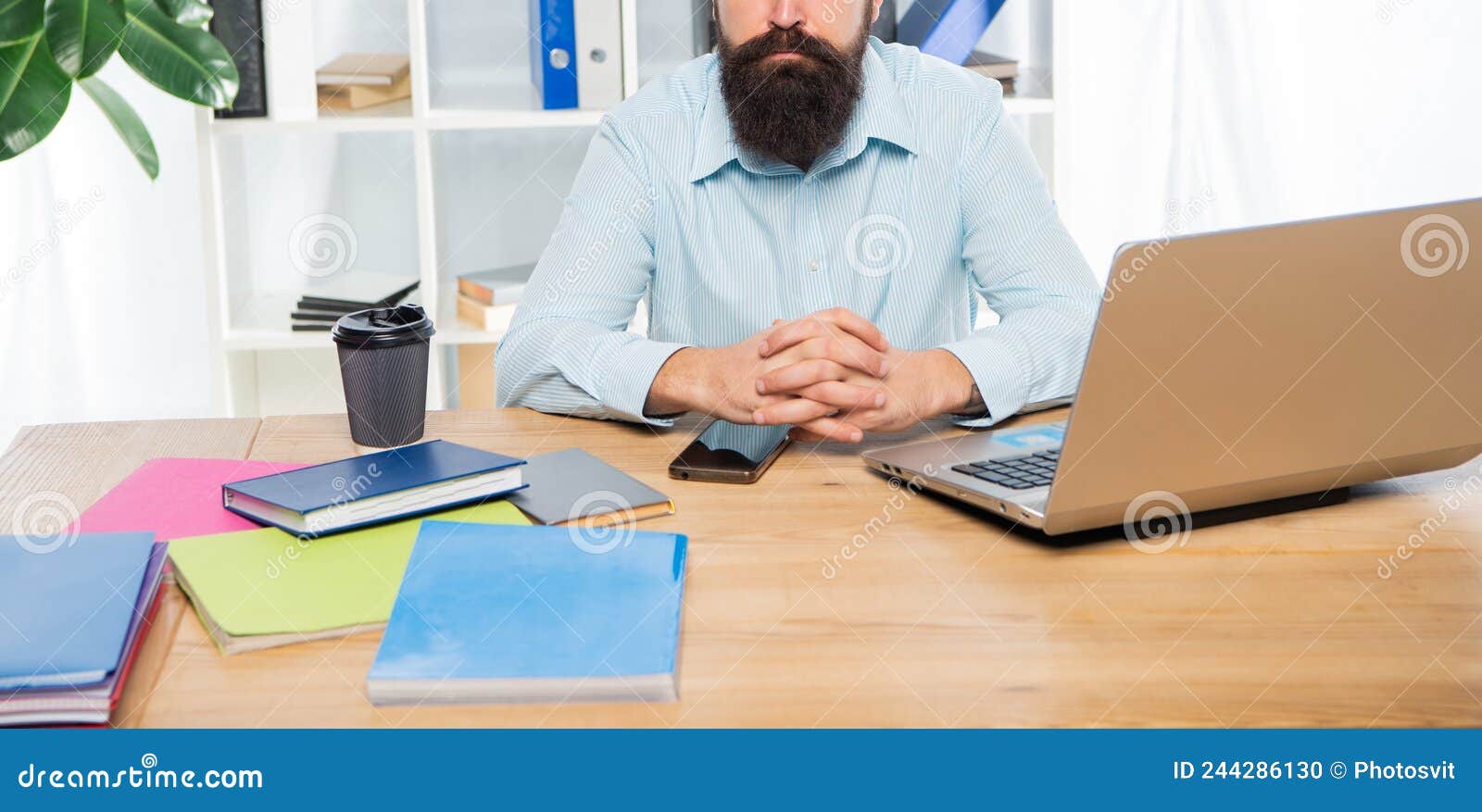 Professional Man Crop View Working at Office Desk, Workplace Stock ...