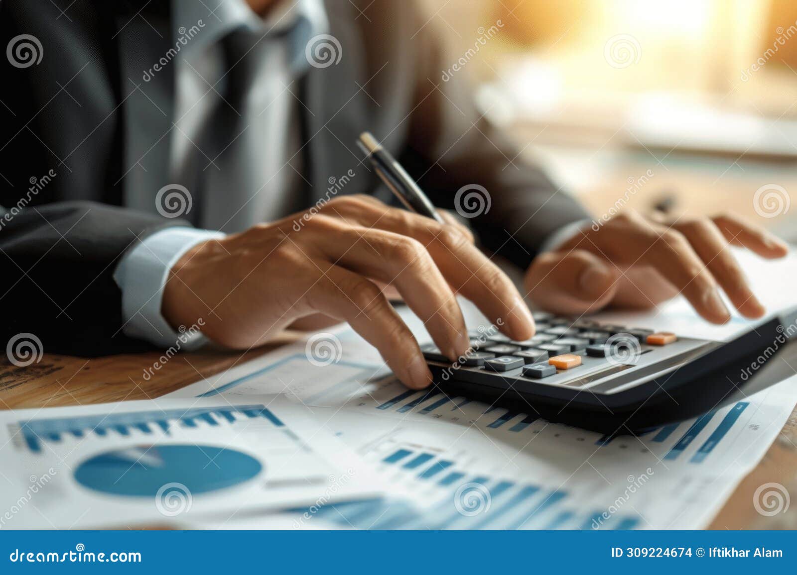 A Professional Man Dressed in a Formal Suit is Actively Using a ...