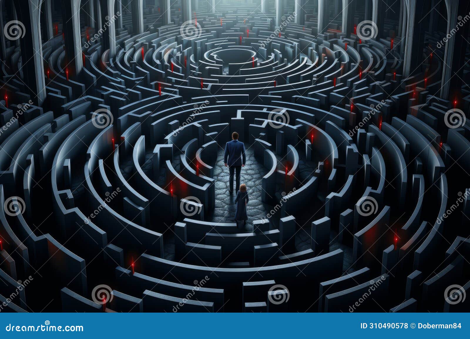 Business Challenge Concept with Professional in a Complex Maze Stock ...