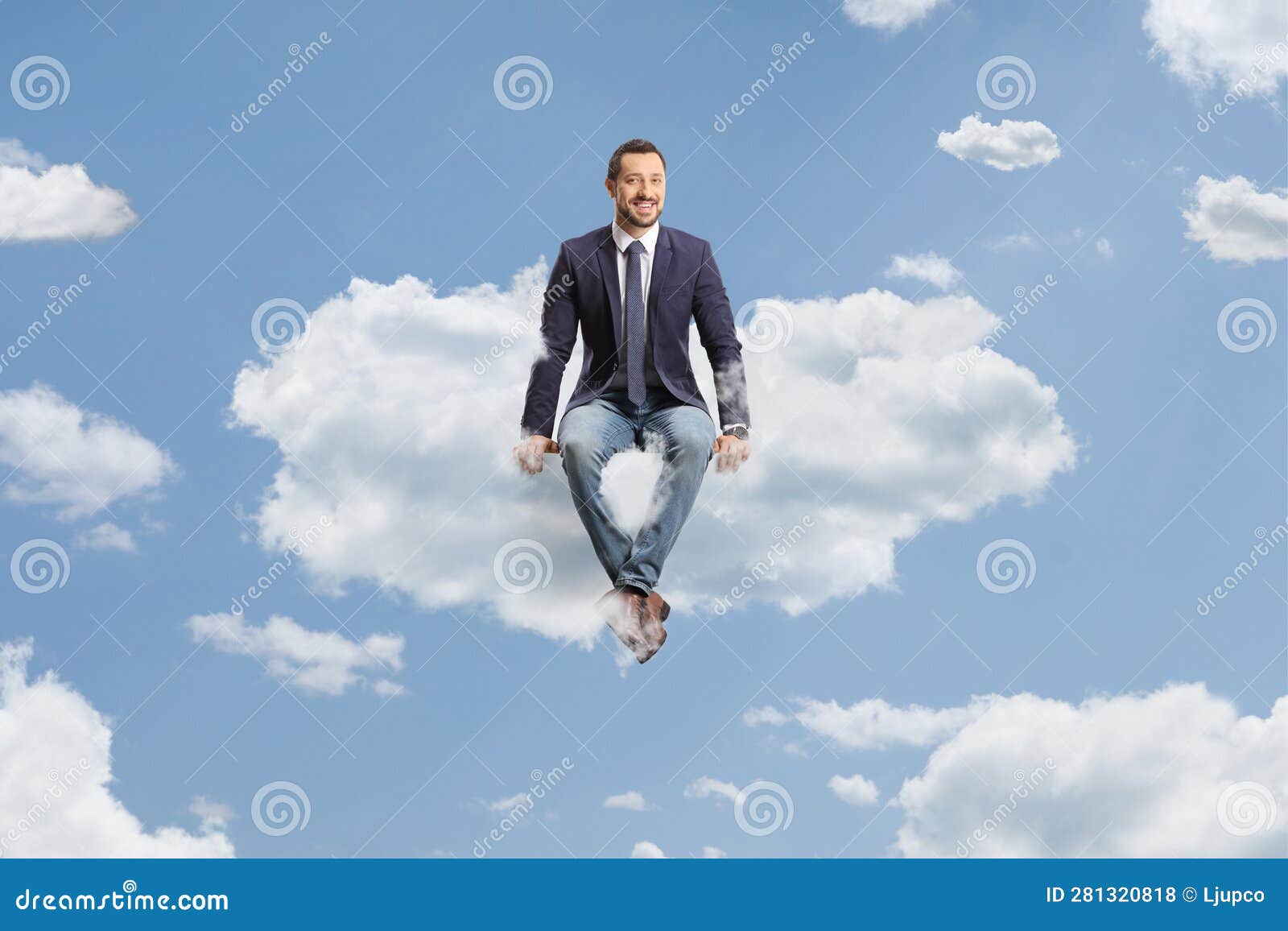 Professional Man Floating on a Cloud Stock Photo - Image of length, professional: 281320818