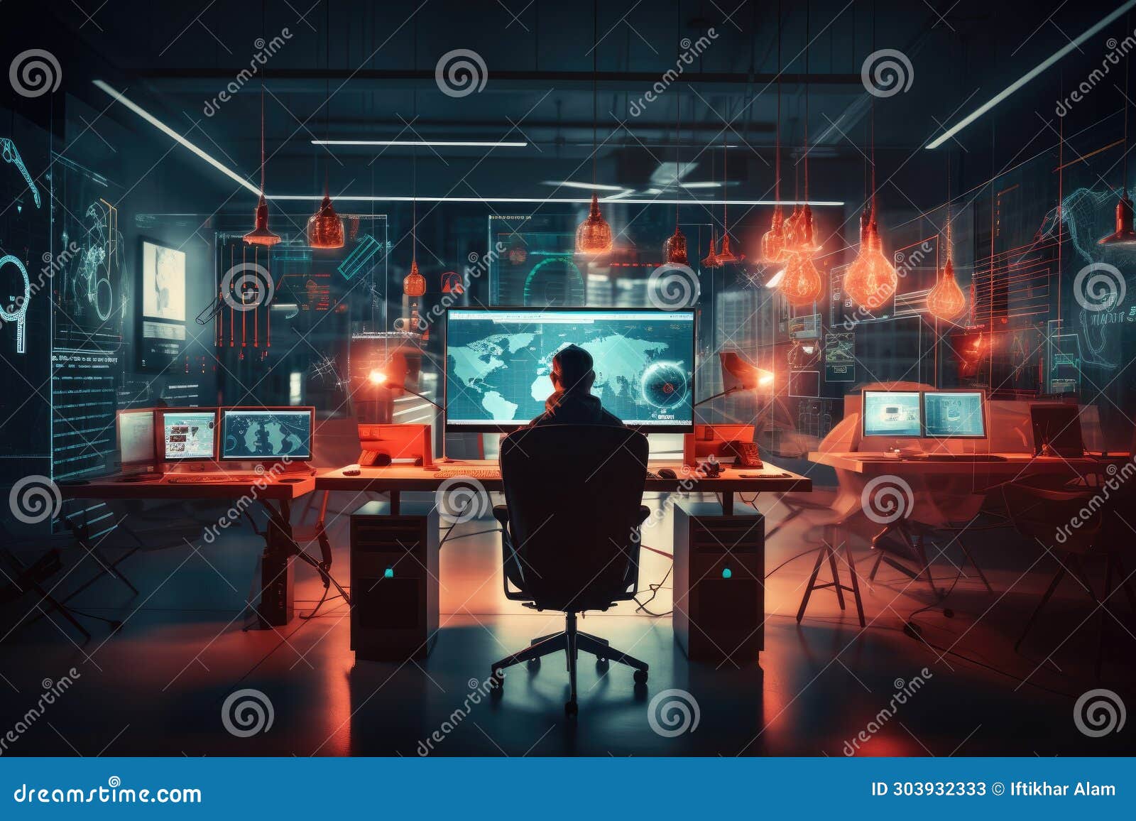 A Man Focused At His Desk, Typing Feverishly On His Computer, Lost In ...