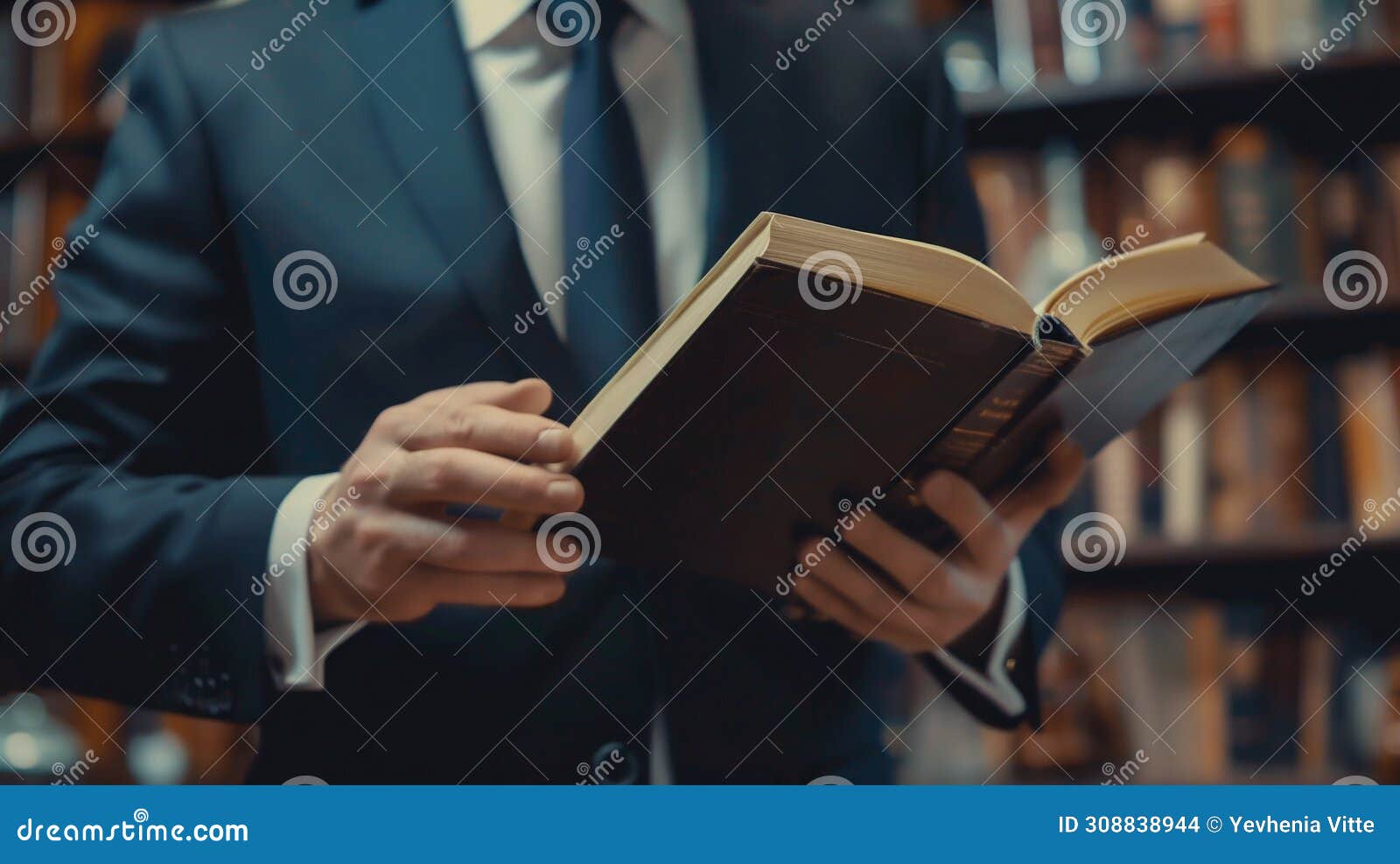 Professional Man Focused on Reading in a Library. Generative Ai Stock ...