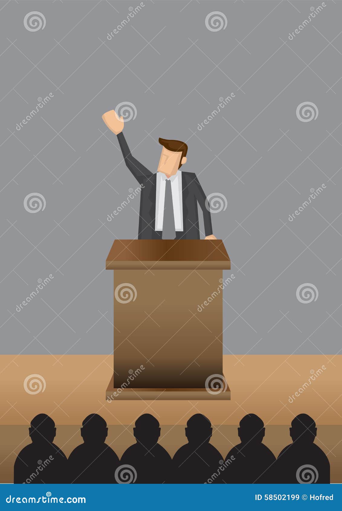 Professional Man Public Speaking at Lectern Vector Illustration Stock ...