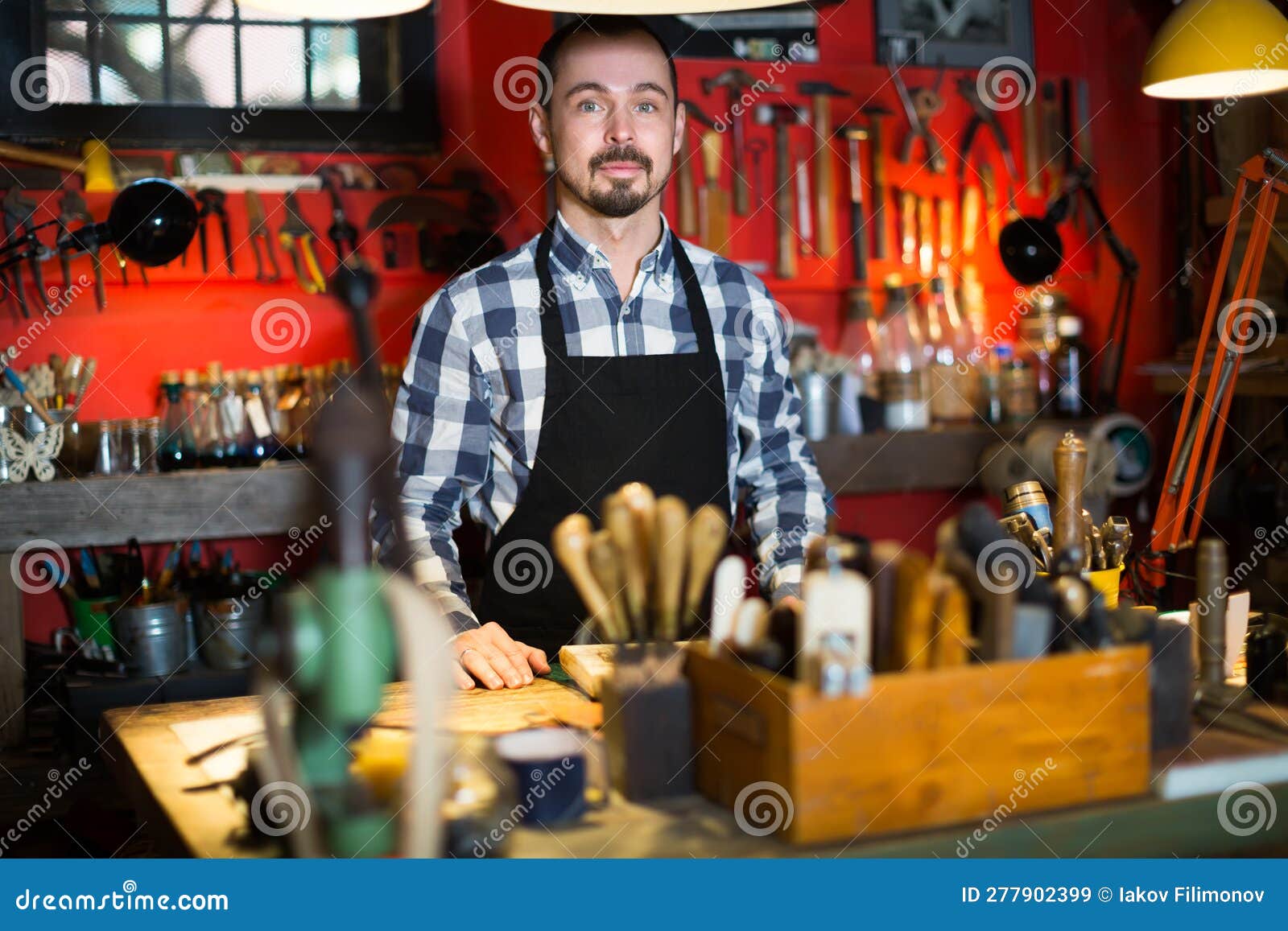 Professional Man Worker Displaying His Workplace Stock Image - Image of ...