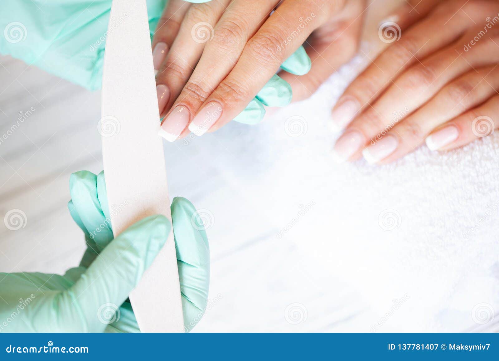 Professional Manicure Procedure. Nails Master Doing Manicure in Beauty ...