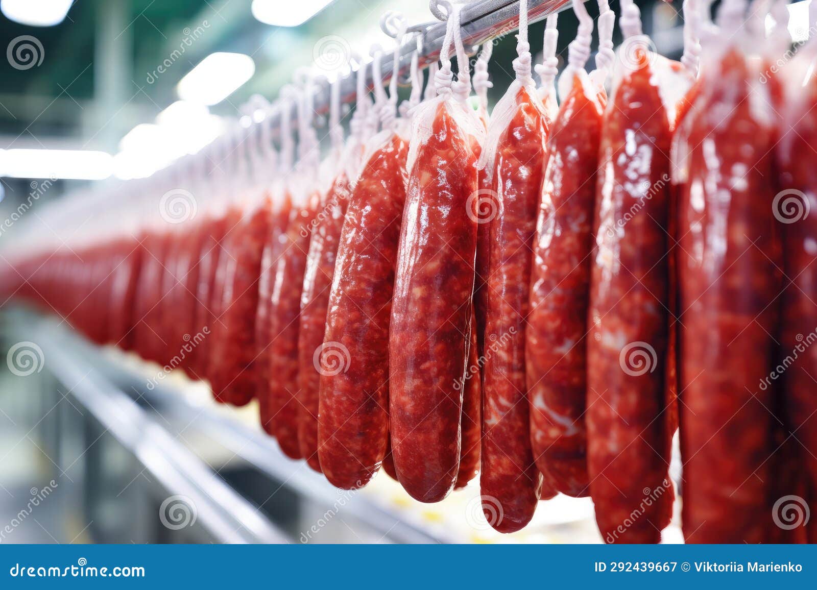 Professional Meat Production: Rows of Fresh Sausages Stock Illustration ...