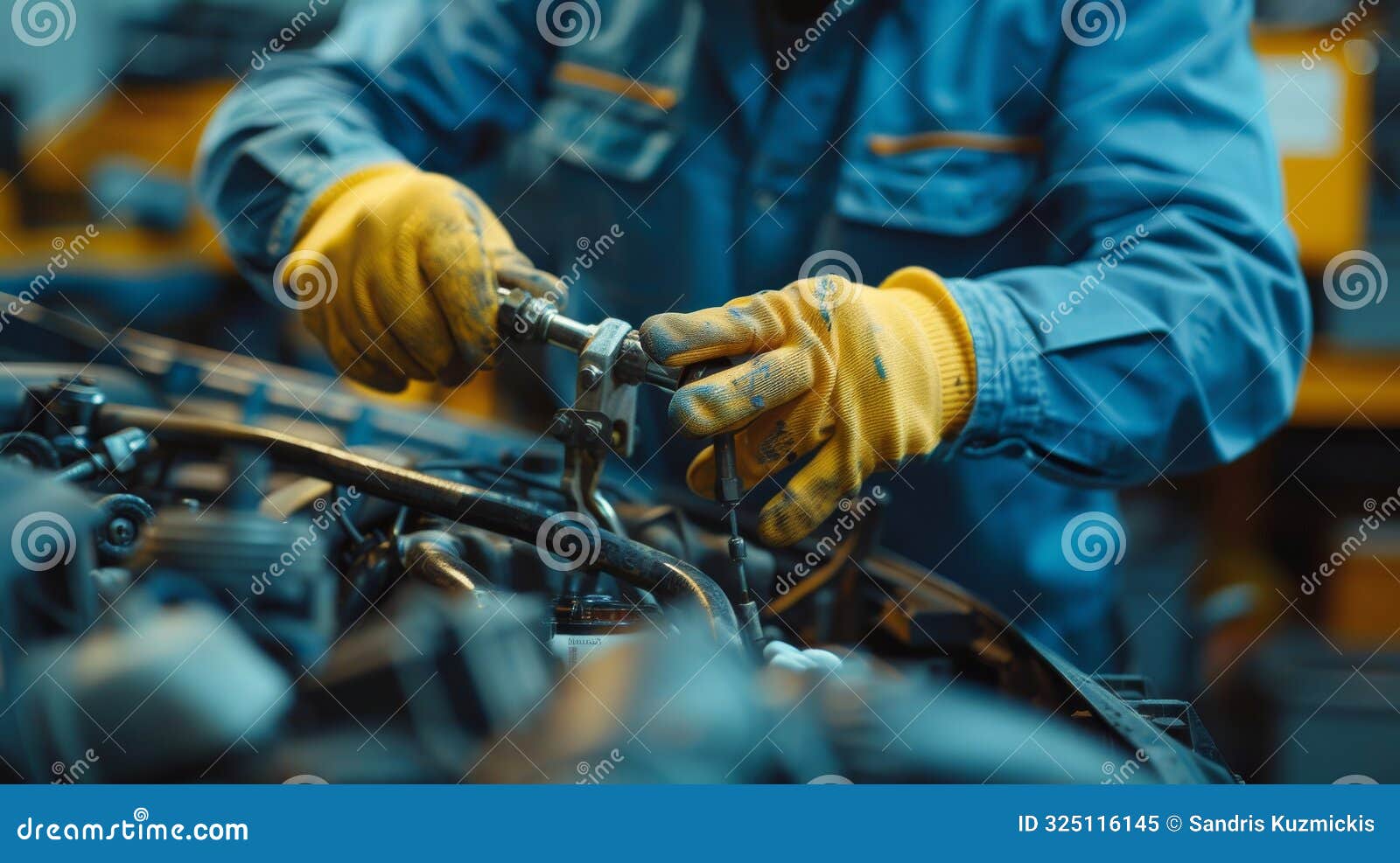 Professional Mechanic Working on Car Engine. Generative AI. Stock ...