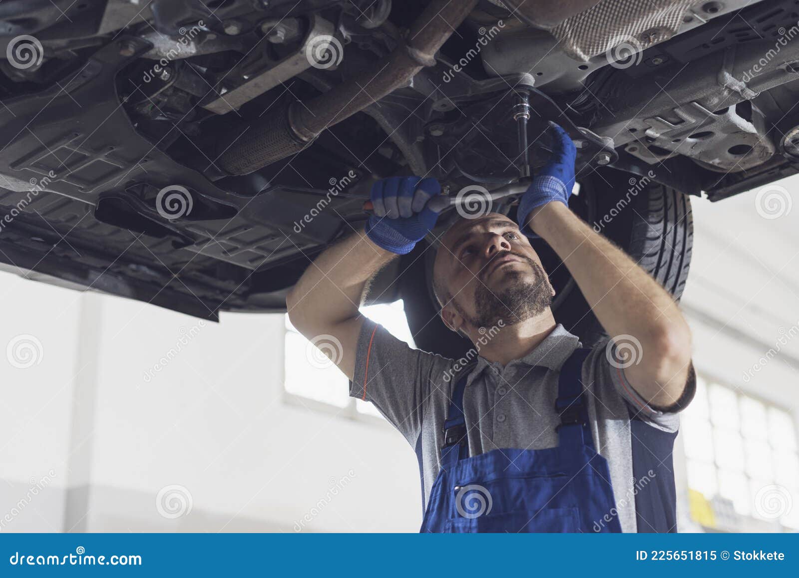 Professional Mechanic Working Under a Car Stock Image - Image of brake ...