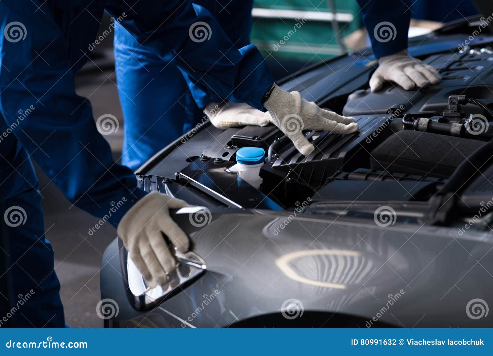 Professional Mechanics Chacking Car Engine Stock Photo - Image of ...