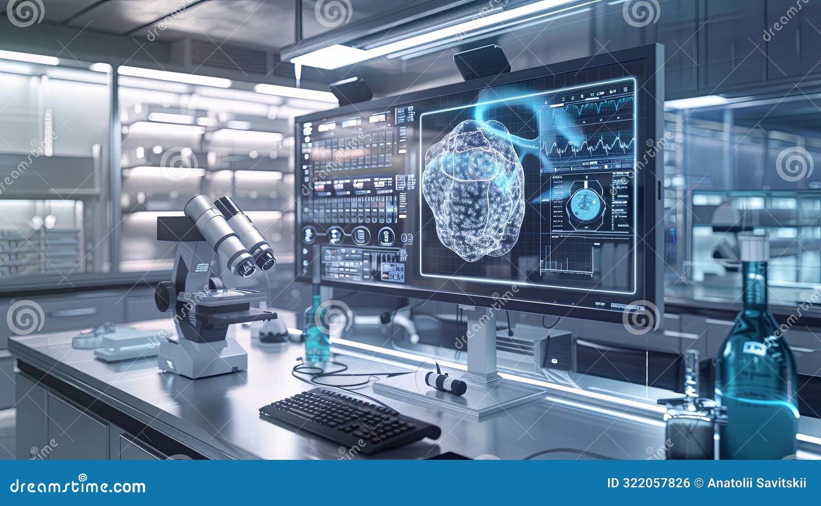 Professional Medical Lab with AI-powered Diagnostic Tools Displaying ...