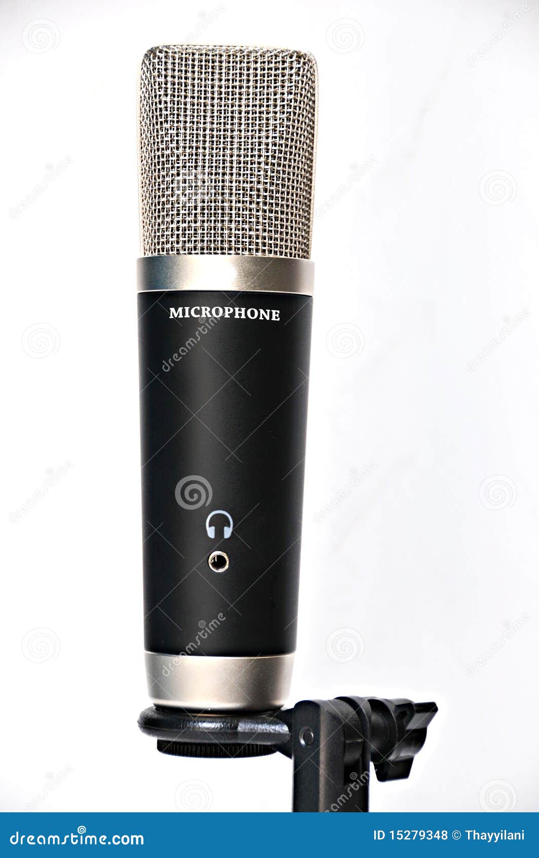 Professional Microphone With A Pop Filter On A Stand In A Recording ...