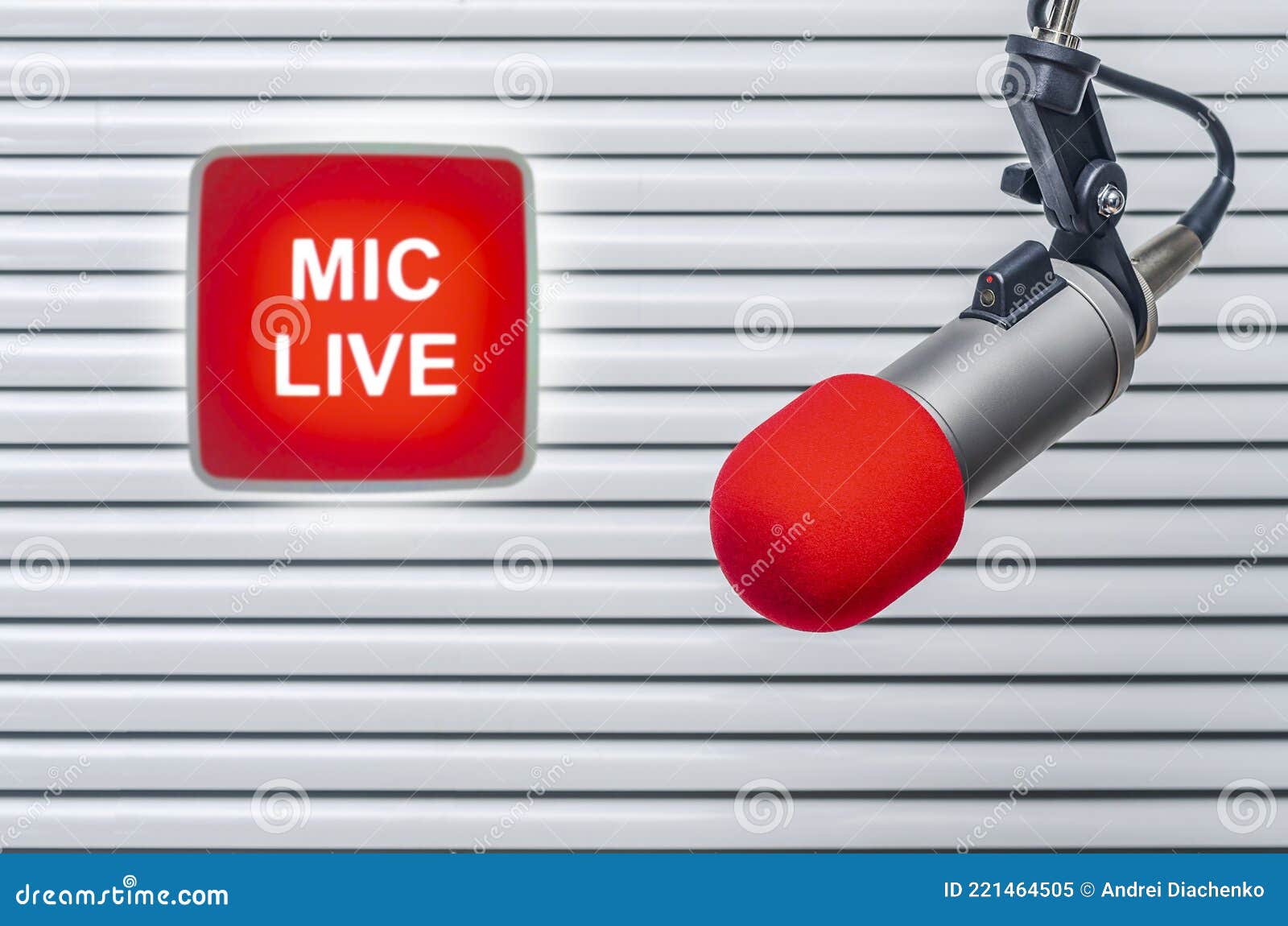 Professional Microphone and on Air Sign Stock Image - Image of music ...