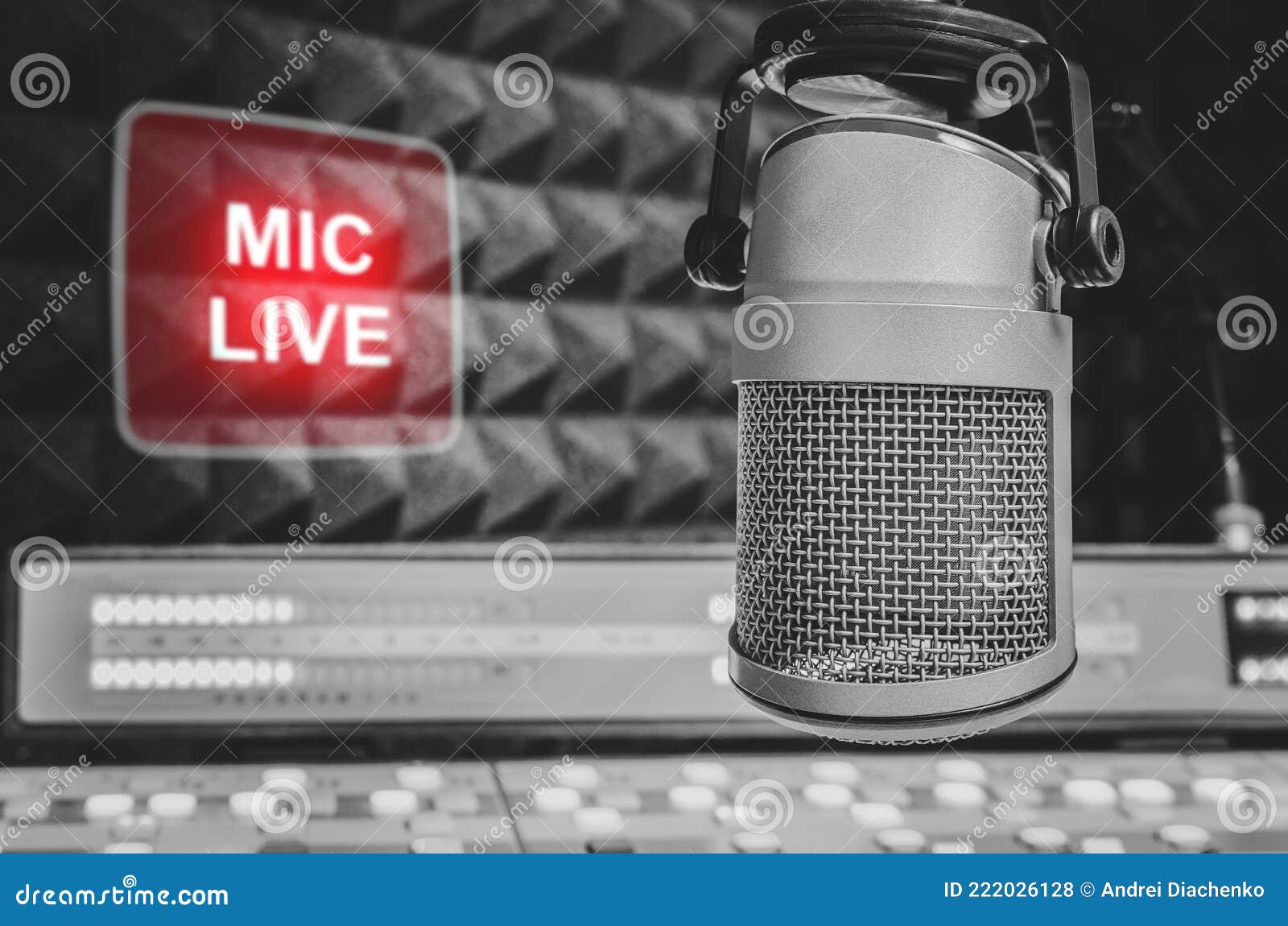 Professional Microphone and on Air Sign Stock Photo - Image of speaker ...