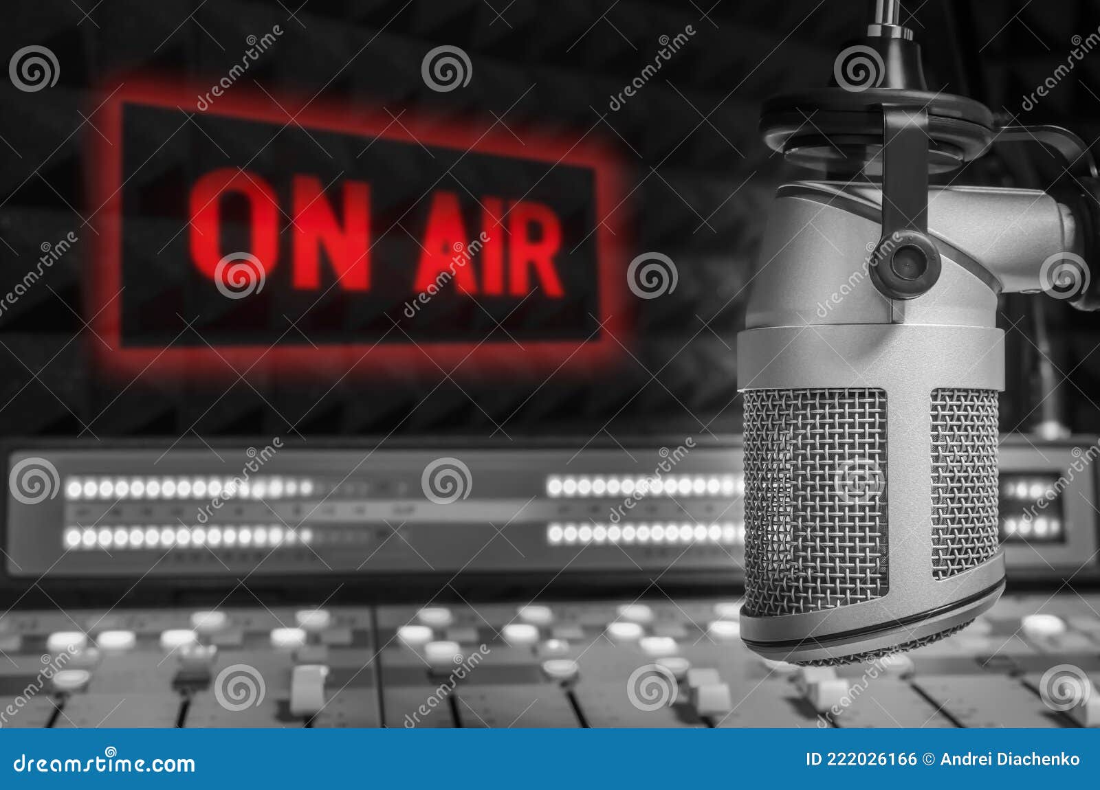 Professional Microphone and on Air Sign Stock Photo - Image of ...