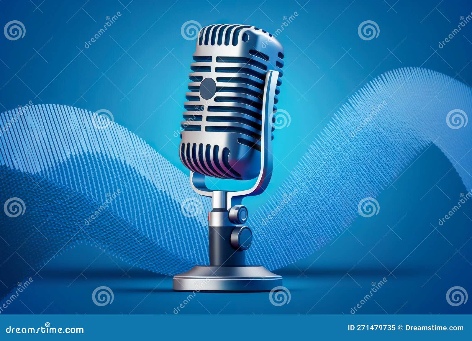 Professional Microphone on the Blue Background Stock Illustration ...