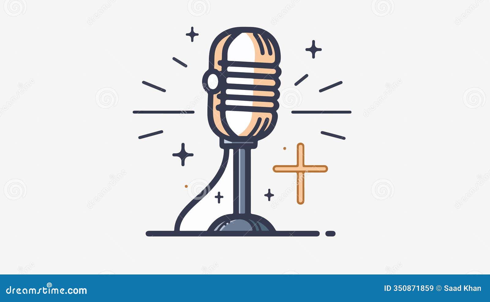 Professional Microphone with Cross Outline Icon Vector Illustration ...